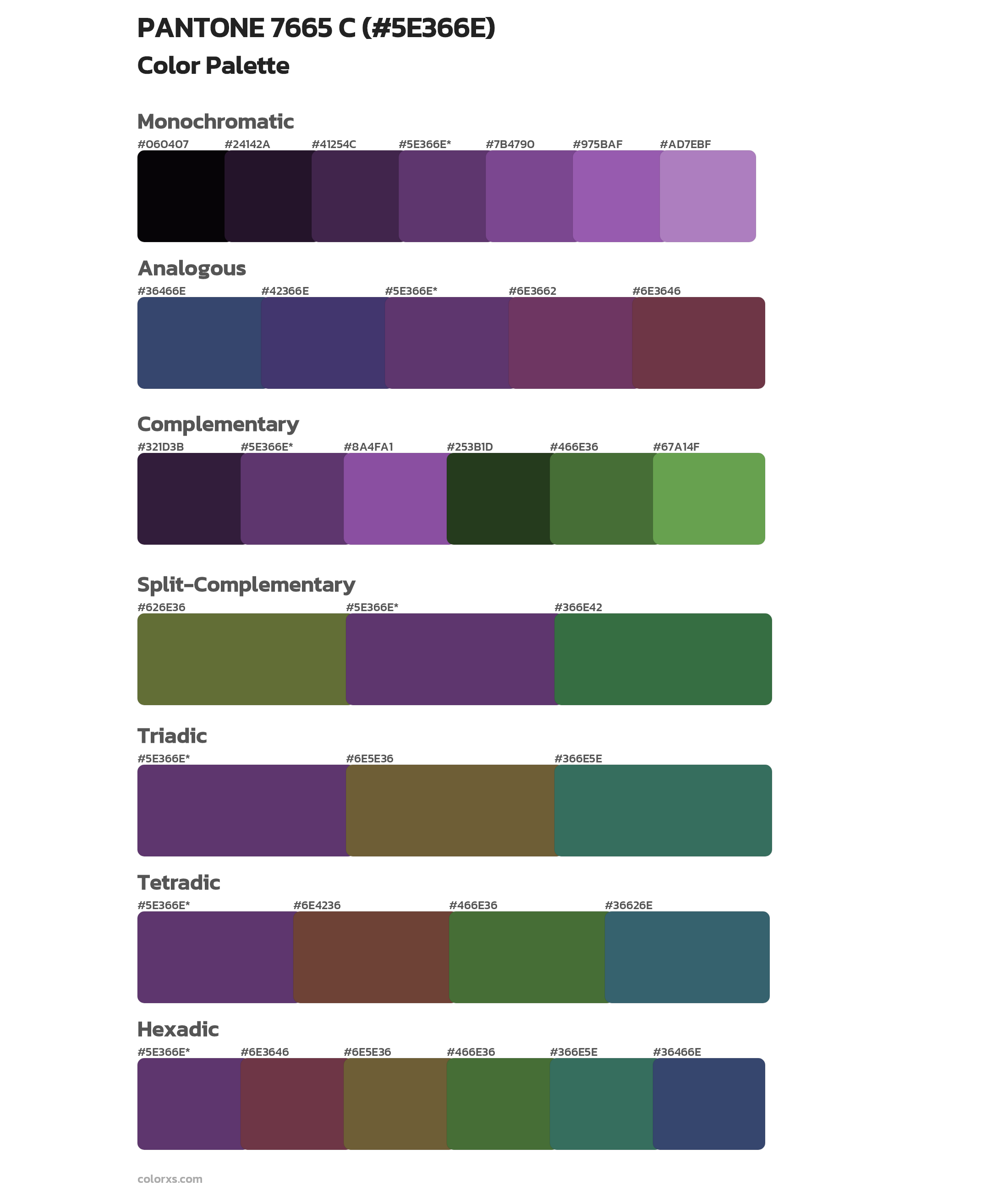 PANTONE 7665 C color palettes - colorxs.com