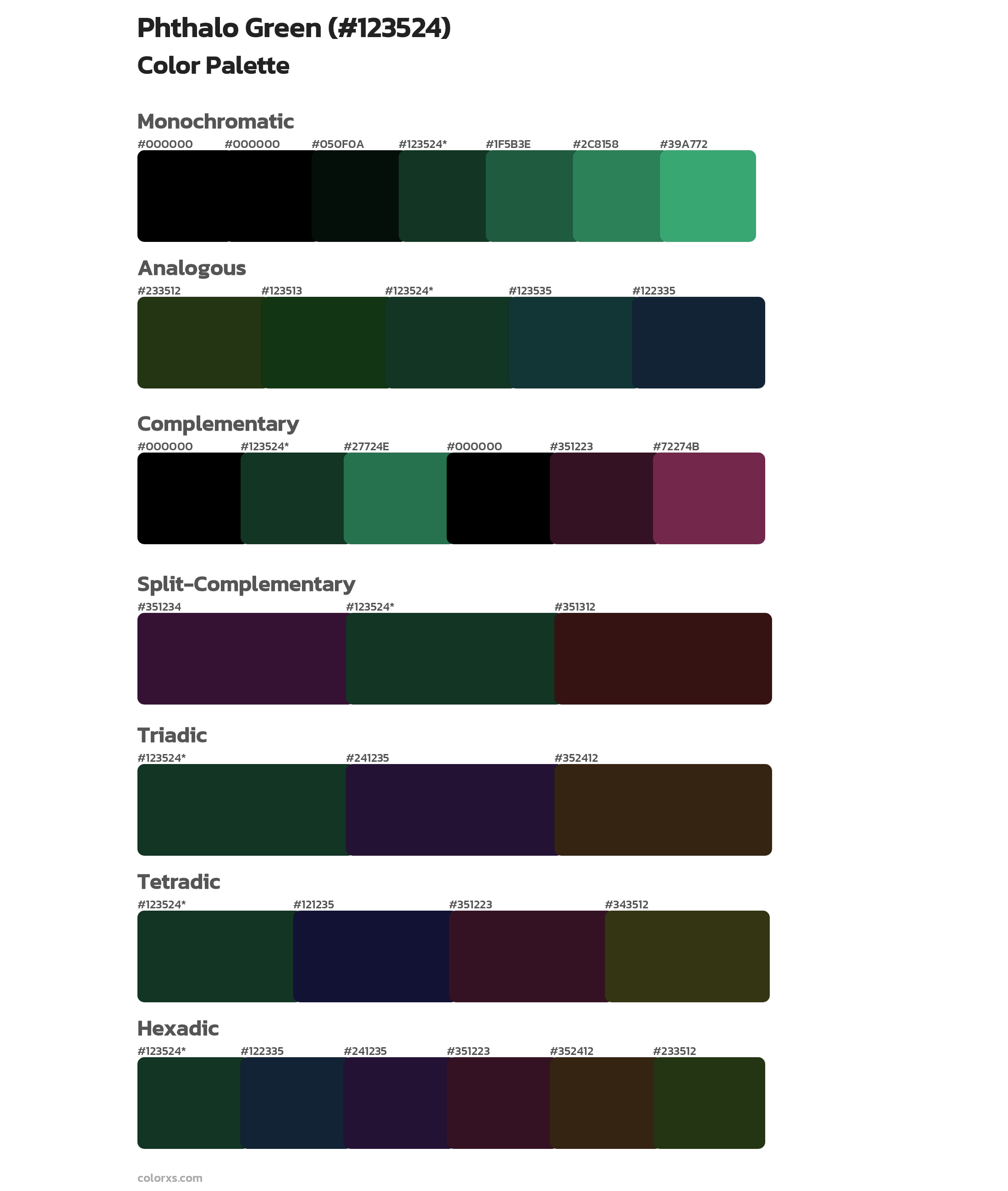 Phthalo Green color palettes - colorxs.com