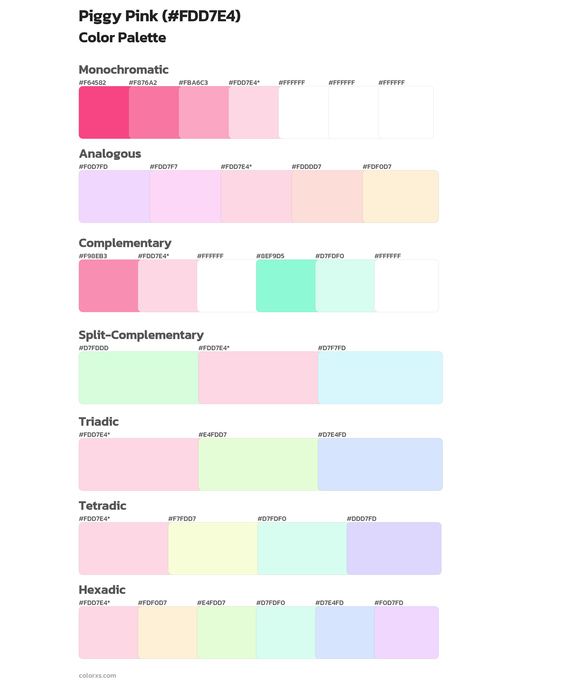 Piggy Pink color palettes - colorxs.com