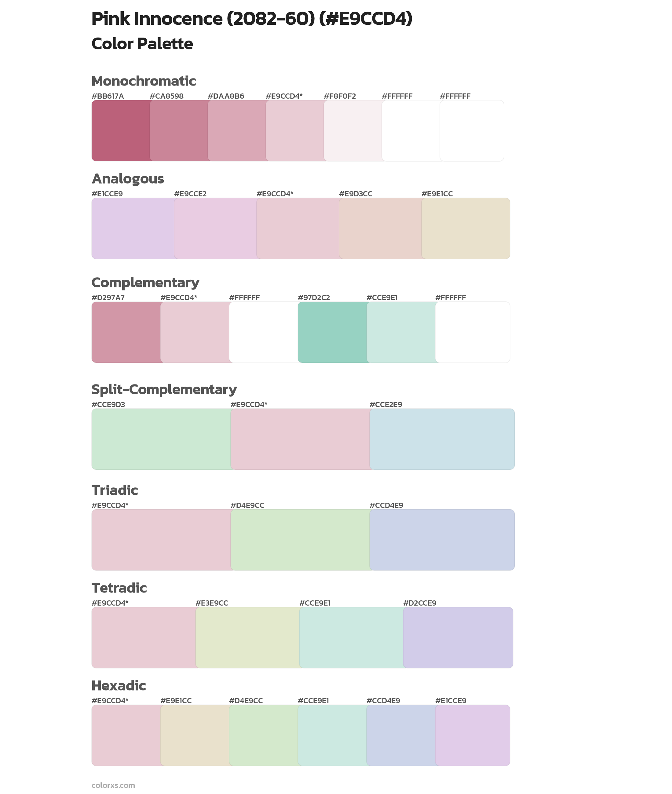 Benjamin Moore Pink Innocence (2082-60) Paint color palettes and color ...