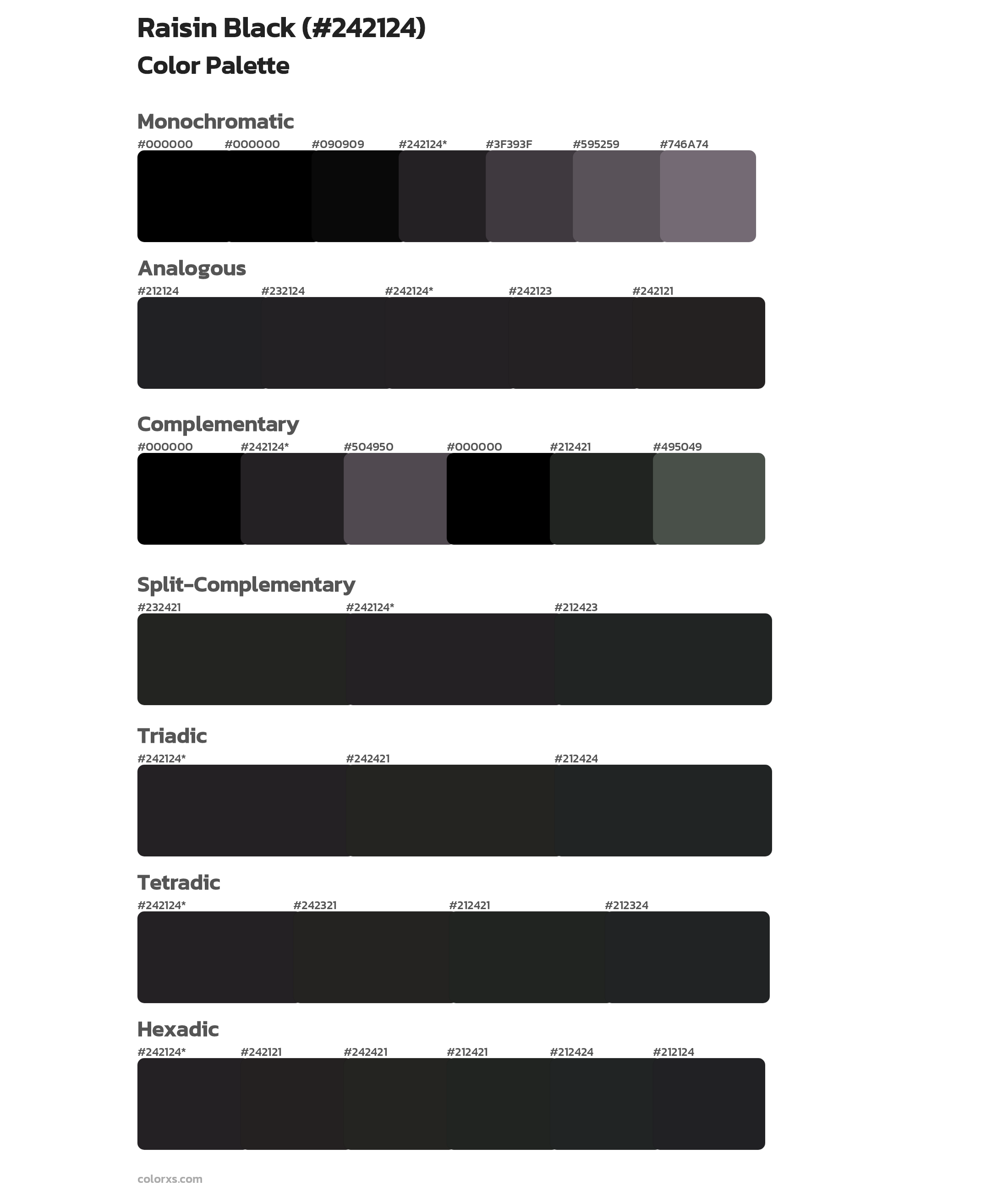 Raisin Black Color Palettes And Color Scheme Combinations Colorxs