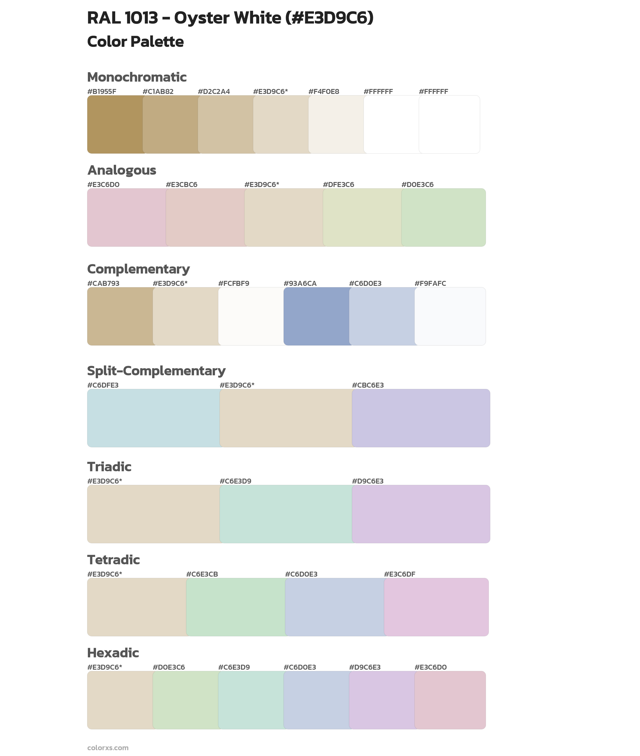 RAL 1013 Oyster White Color Palettes Colorxs RAL 1013 Oyster White Color Palettes Colorxs