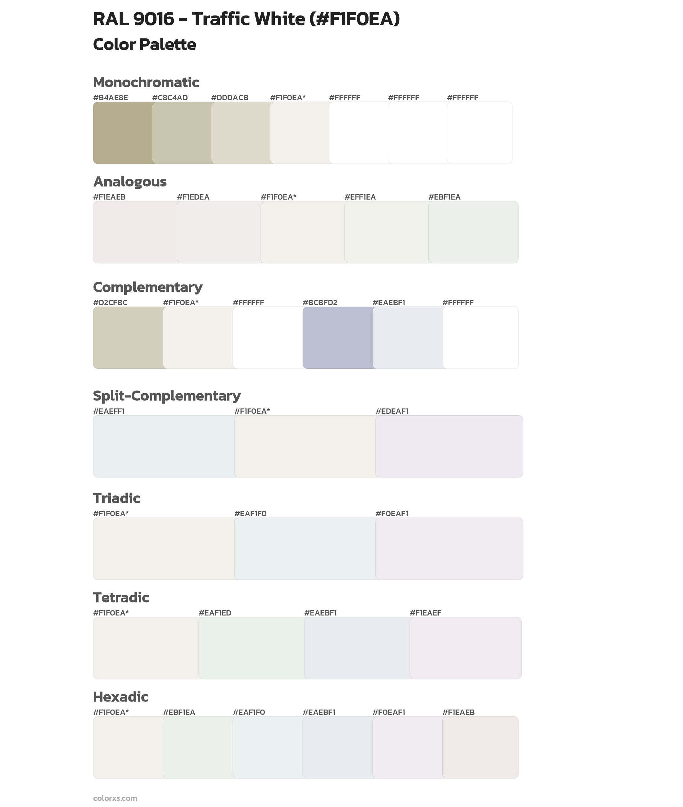 RAL 9016 Traffic White Color Palettes Colorxs RAL 9016 Traffic White Color Palettes Colorxs