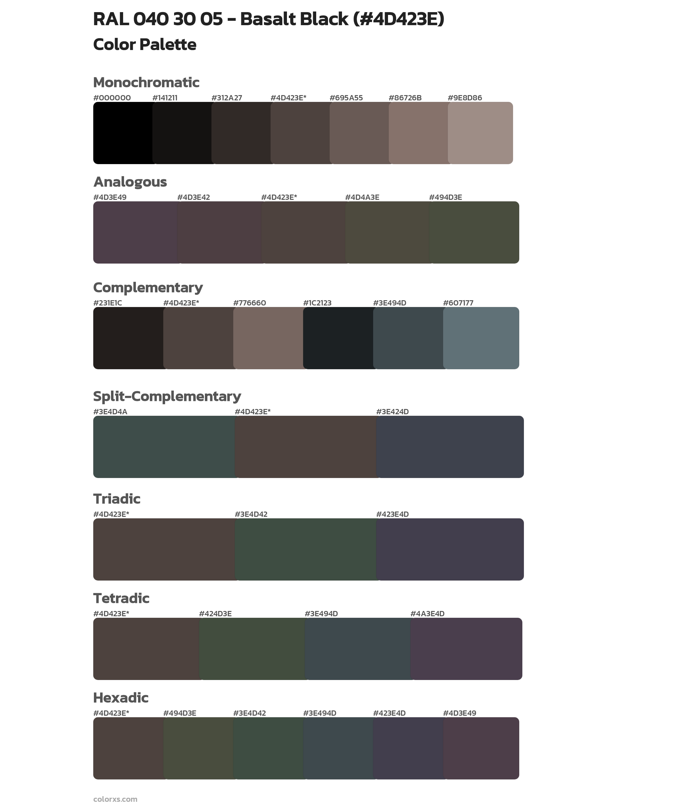RAL 040 30 05 Basalt Black Color Palettes And Color Scheme RAL 040 30 05 Basalt Black Color Palettes And Color Scheme