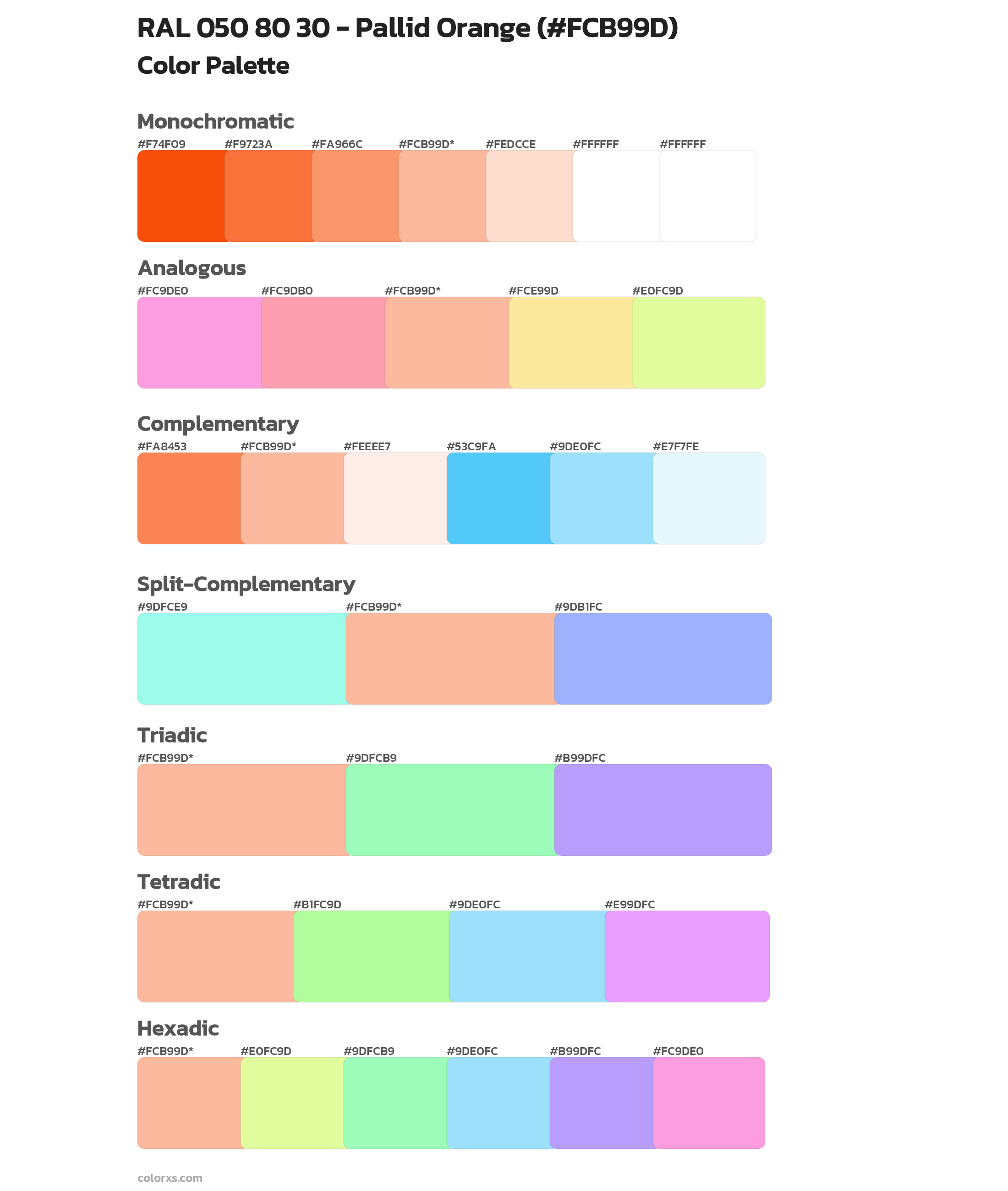 RAL 050 80 30 - Pallid Orange color palettes - colorxs.com