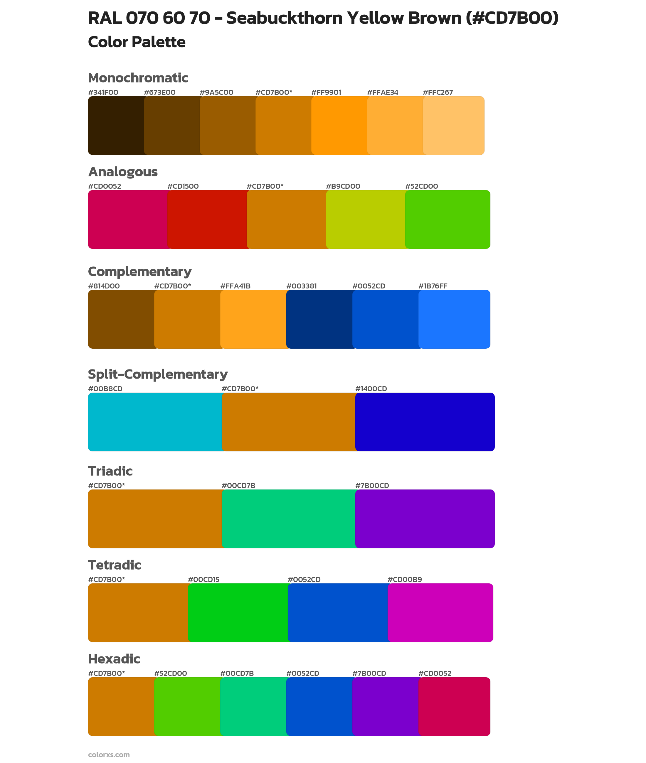 RAL 070 60 70 - Seabuckthorn Yellow Brown color palettes - colorxs.com