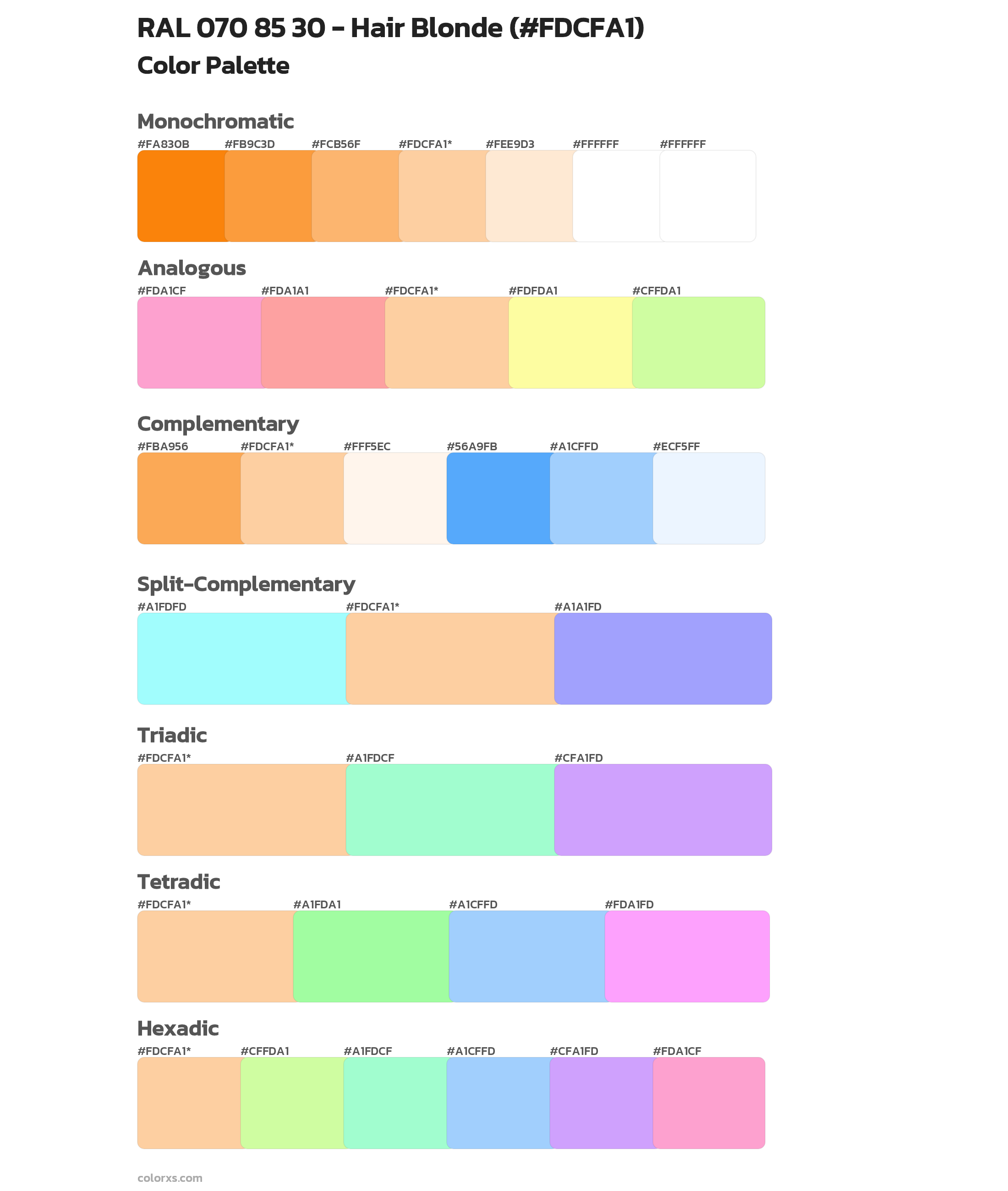 RAL 070 85 30 - Hair Blonde color palettes - colorxs.com