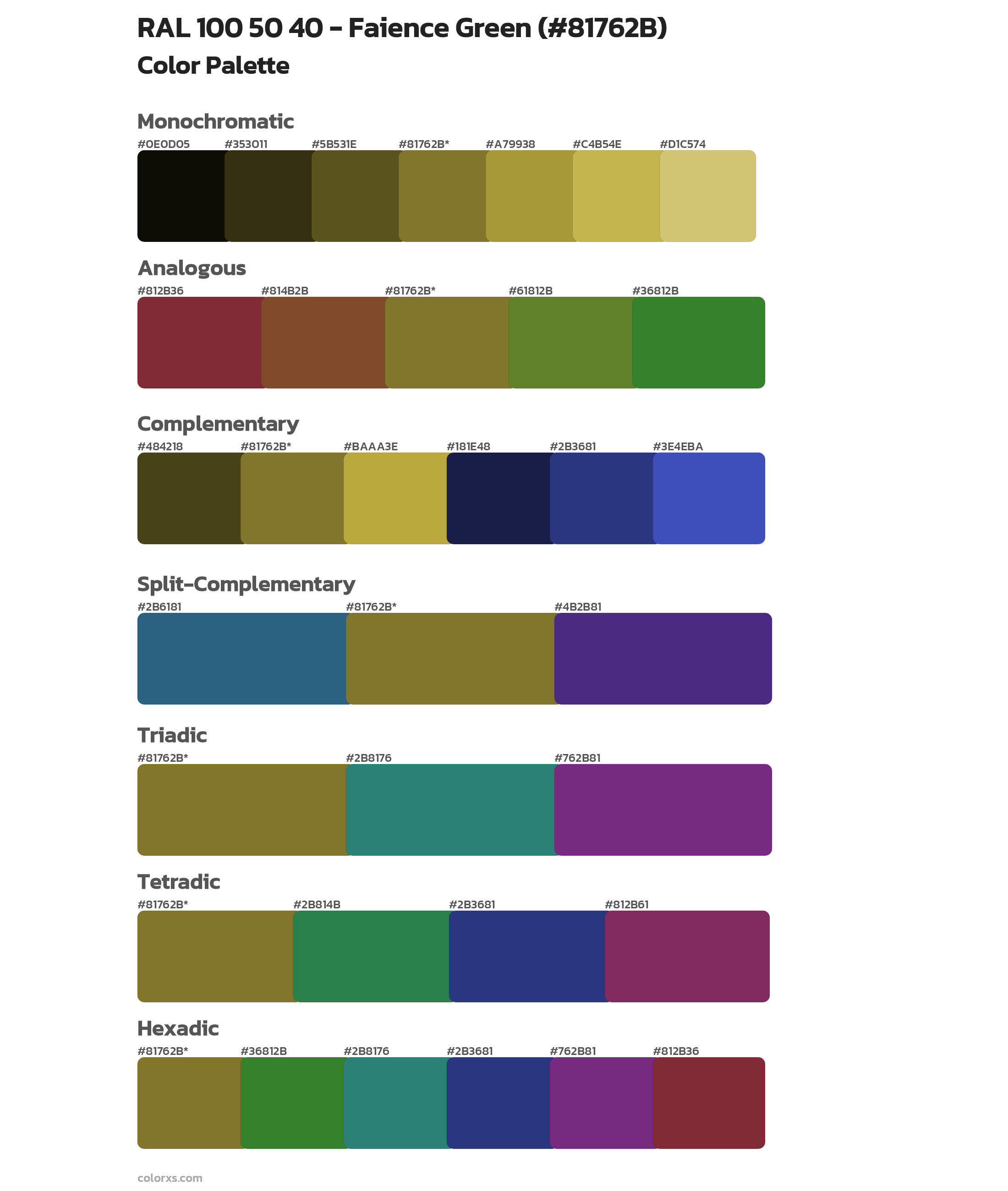 RAL 100 50 40 - Faience Green color palettes - colorxs.com