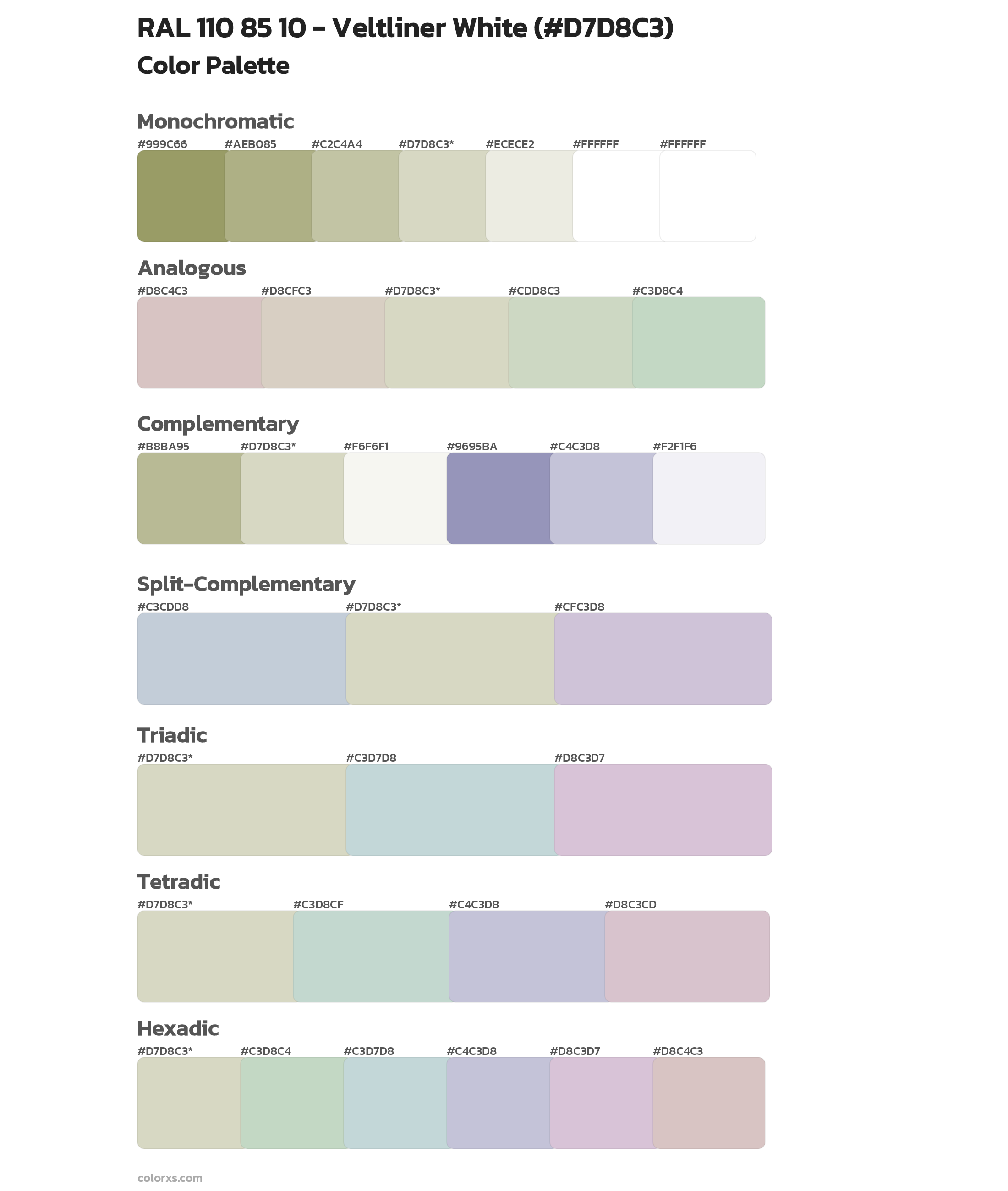 RAL 110 85 10 - Veltliner White color palettes - colorxs.com