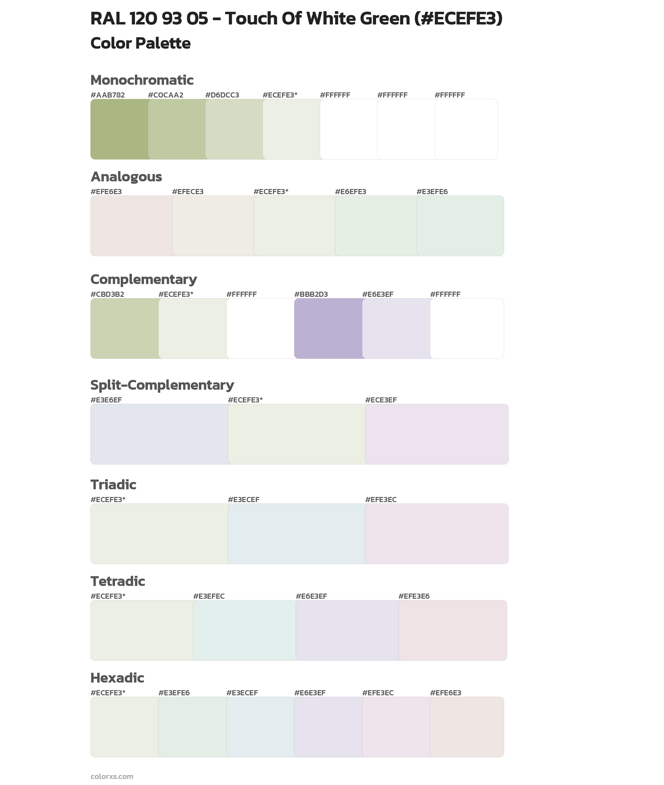 RAL 120 93 05 - Touch Of White Green color palettes - colorxs.com