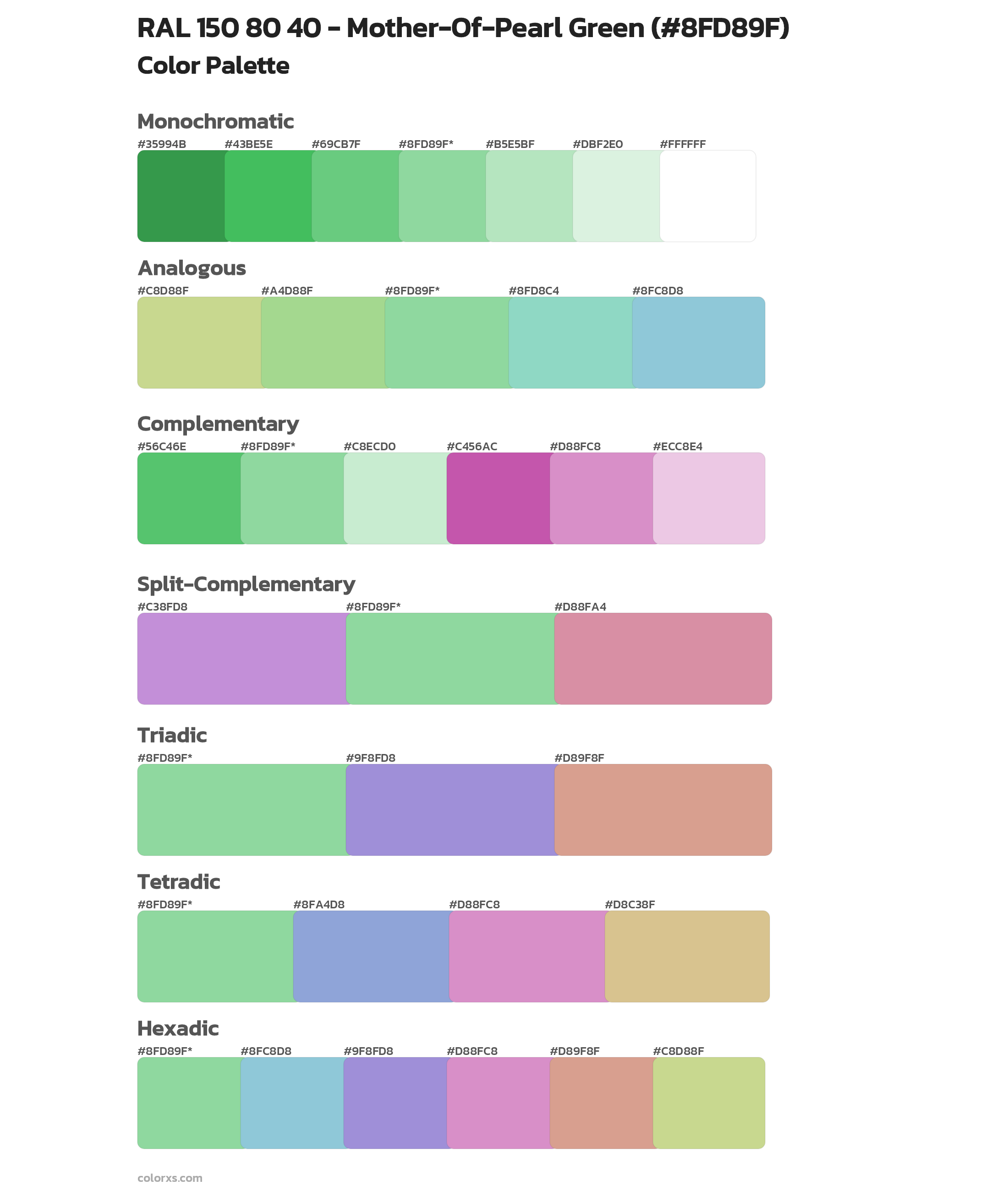 RAL 150 80 40 - Mother-Of-Pearl Green color palettes - colorxs.com