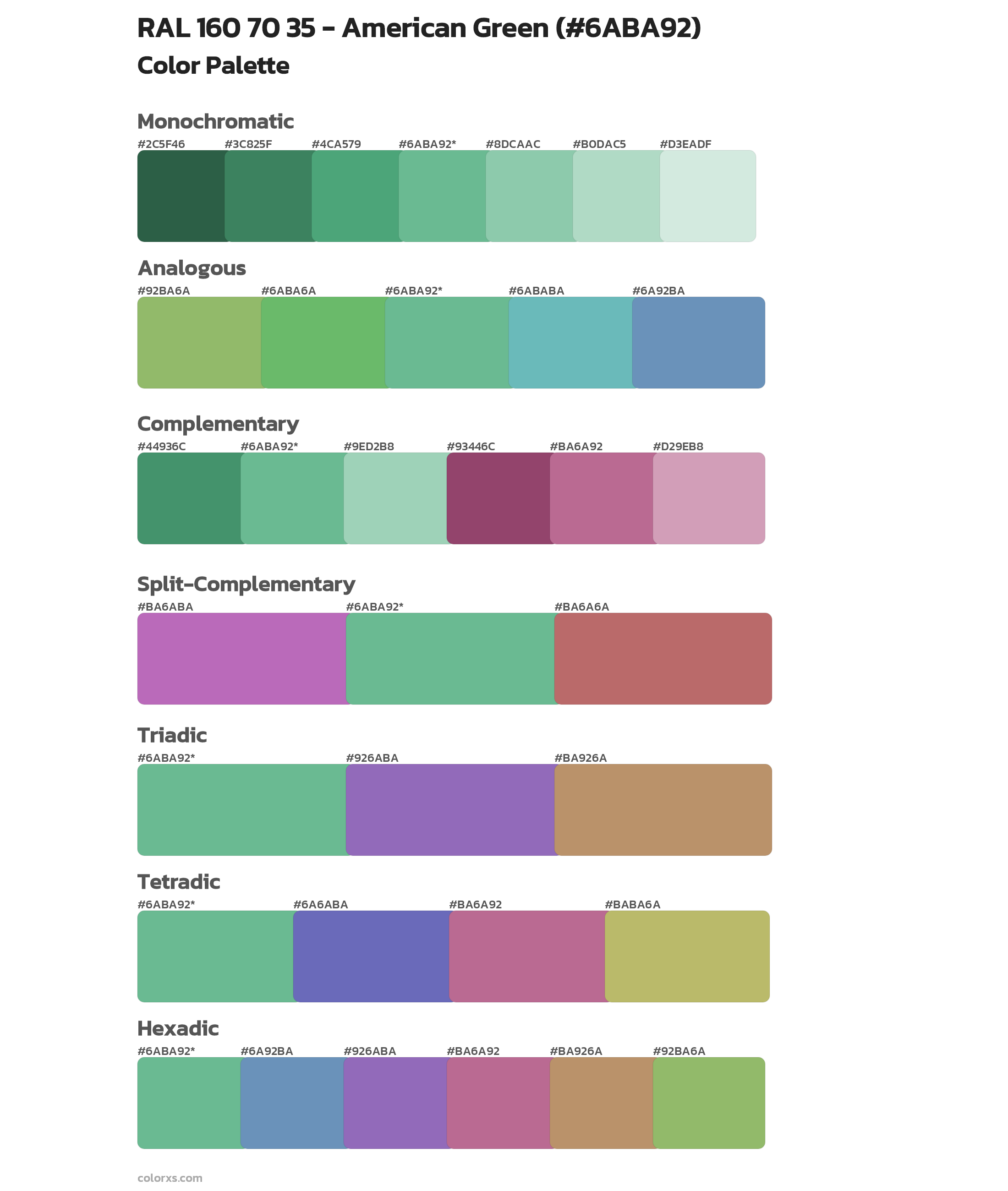 RAL 160 70 35 - American Green color palettes and color scheme ...