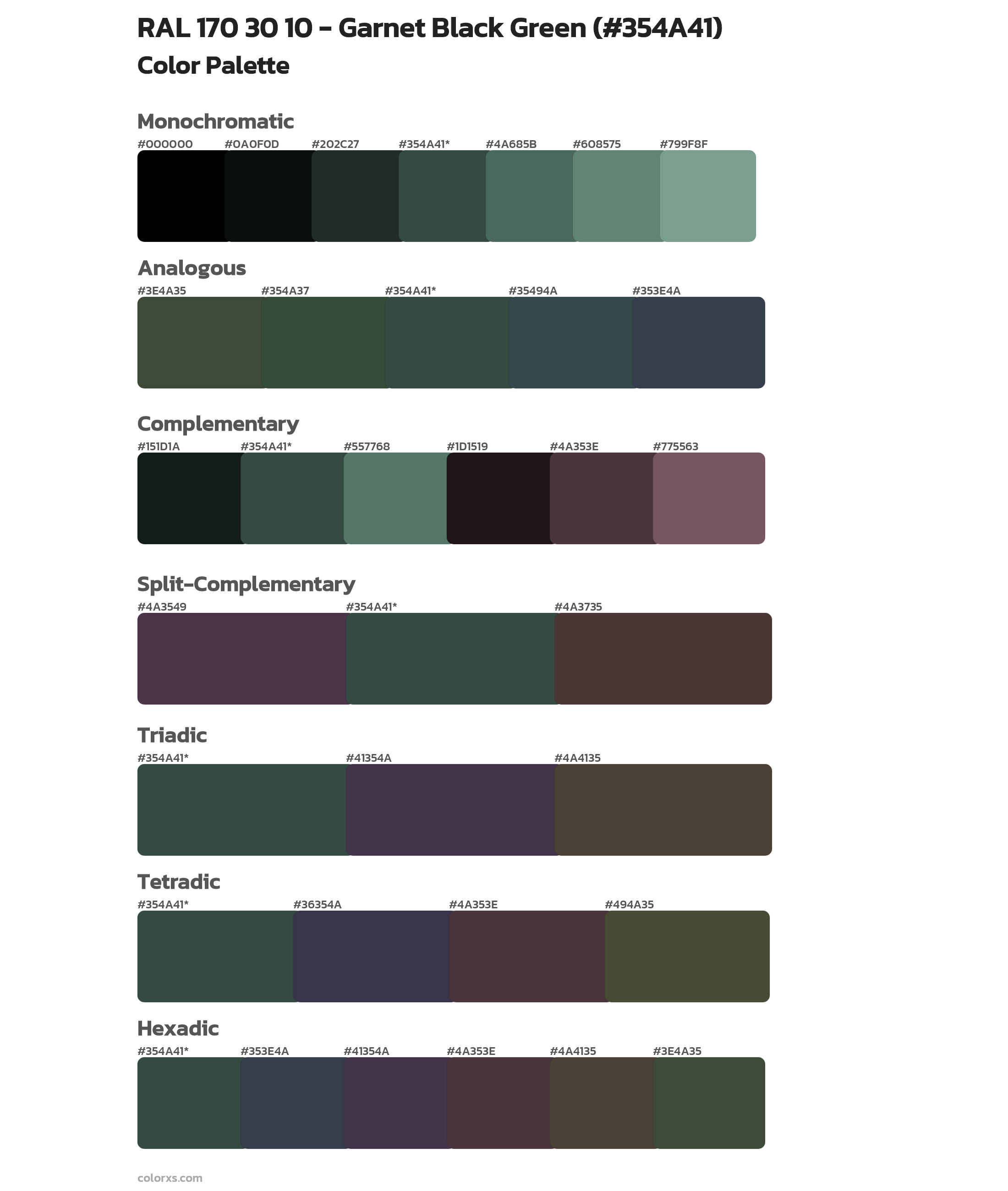 RAL 170 30 10 - Garnet Black Green color palettes - colorxs.com