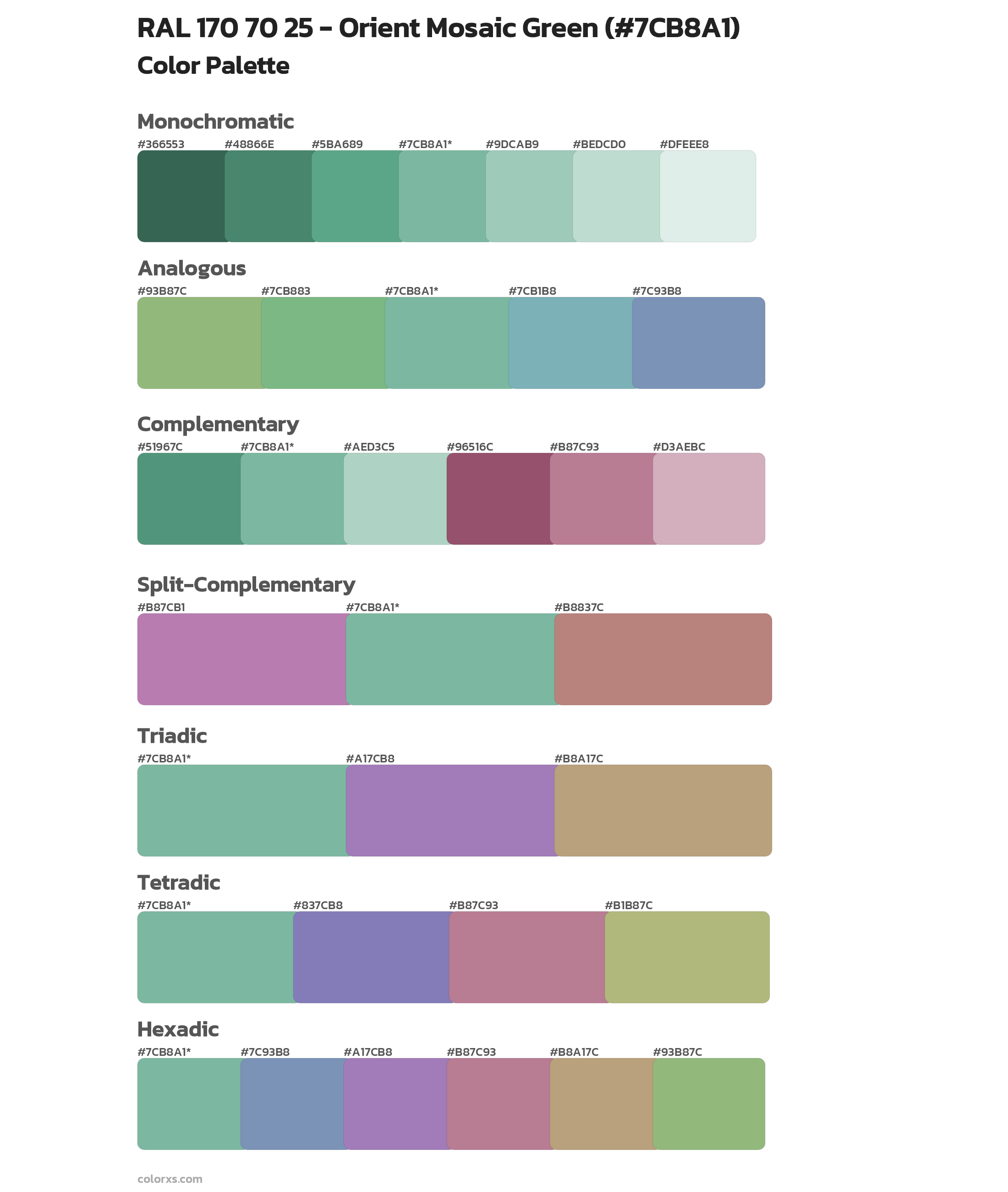 RAL 170 70 25 - Orient Mosaic Green color palettes - colorxs.com