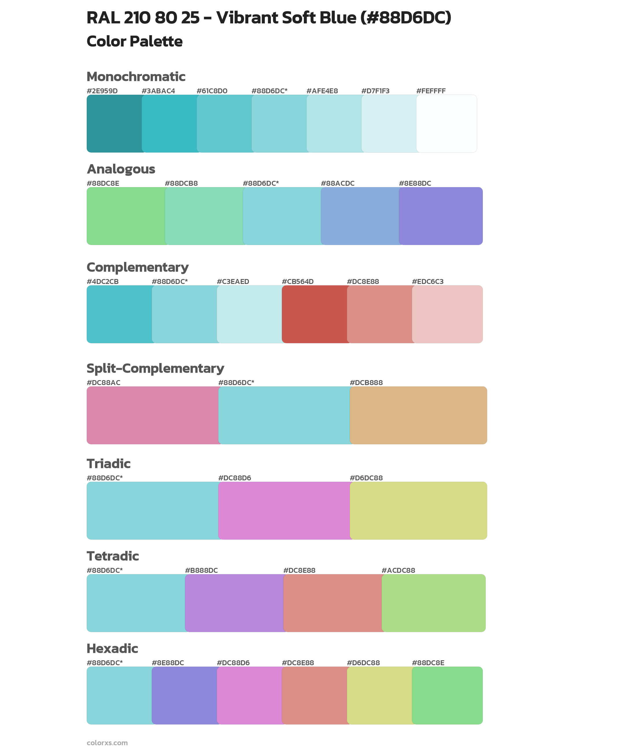 RAL 210 80 25 - Vibrant Soft Blue color palettes - colorxs.com