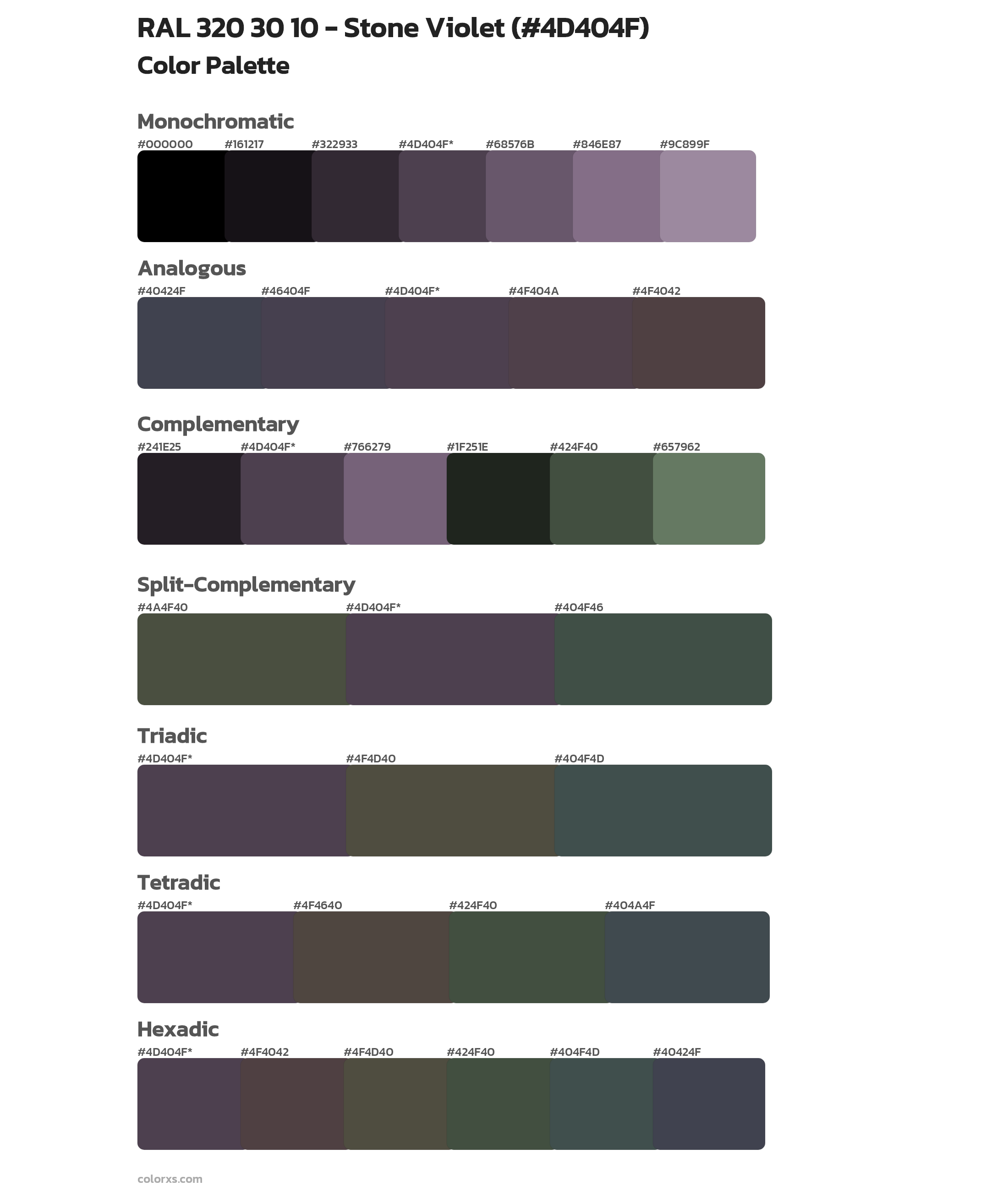 RAL 320 30 10 - Stone Violet color palettes - colorxs.com