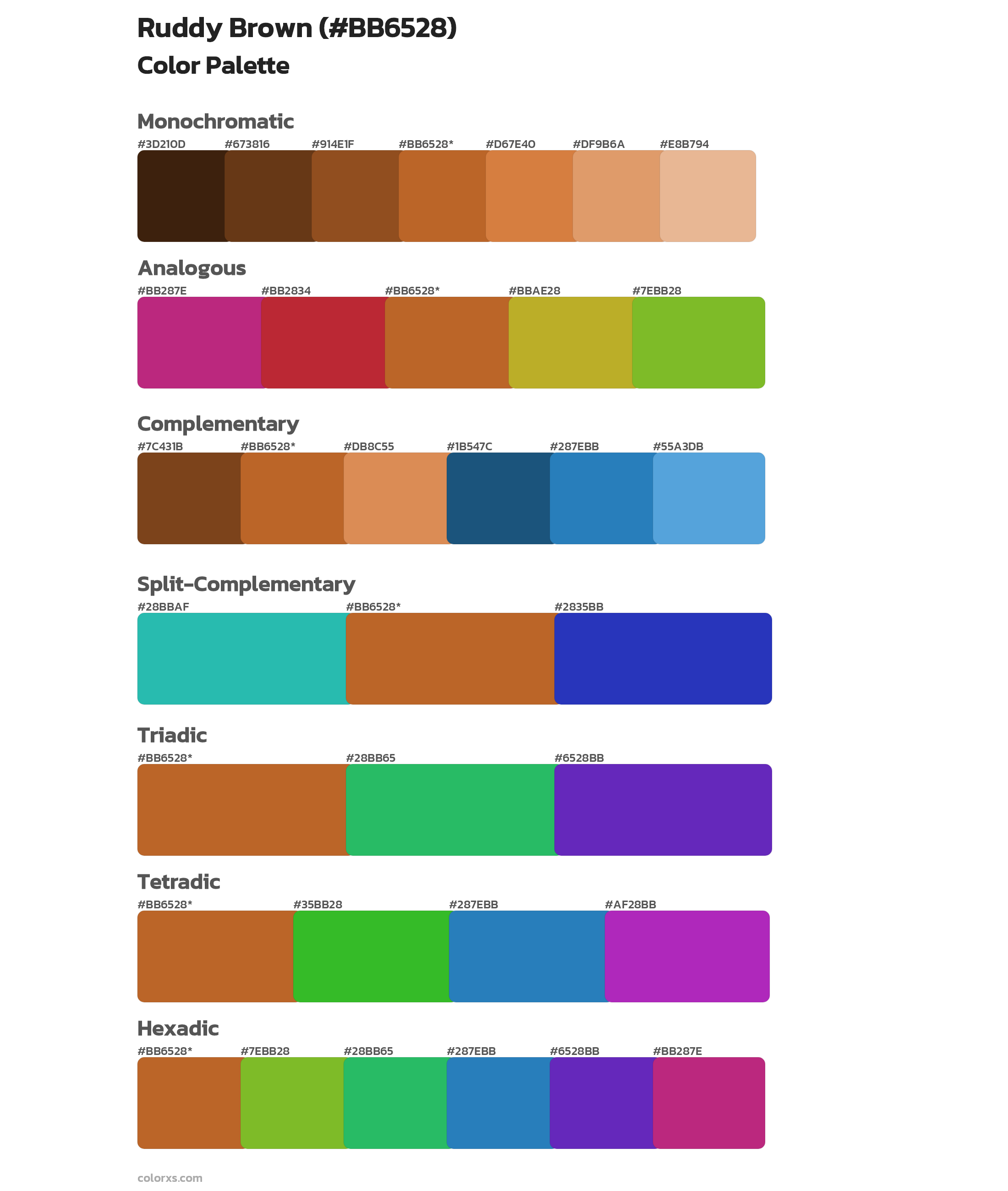 Ruddy Brown color palettes - colorxs.com