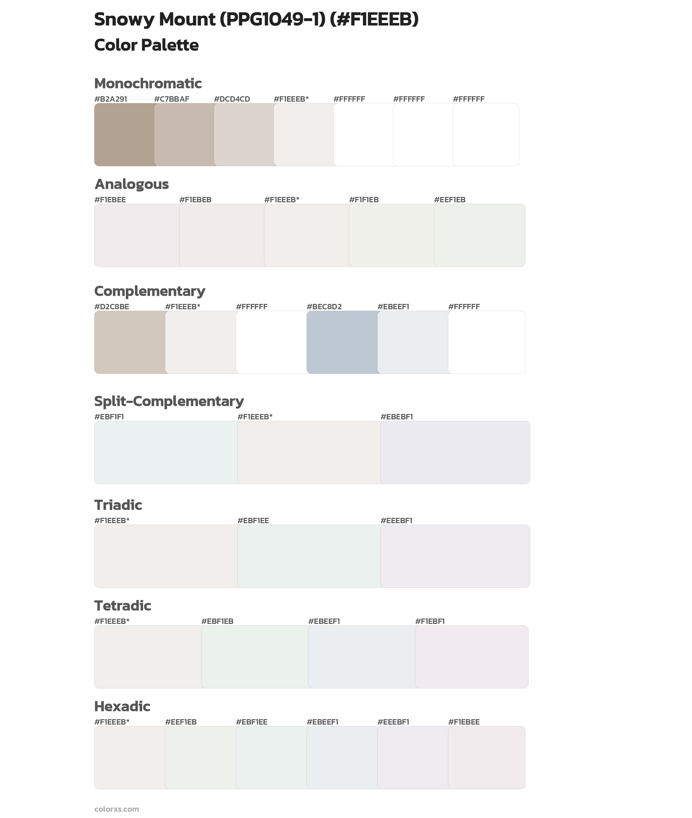 PPG Paints Snowy Mount (PPG1049-1) Paint coordinating colors and ...