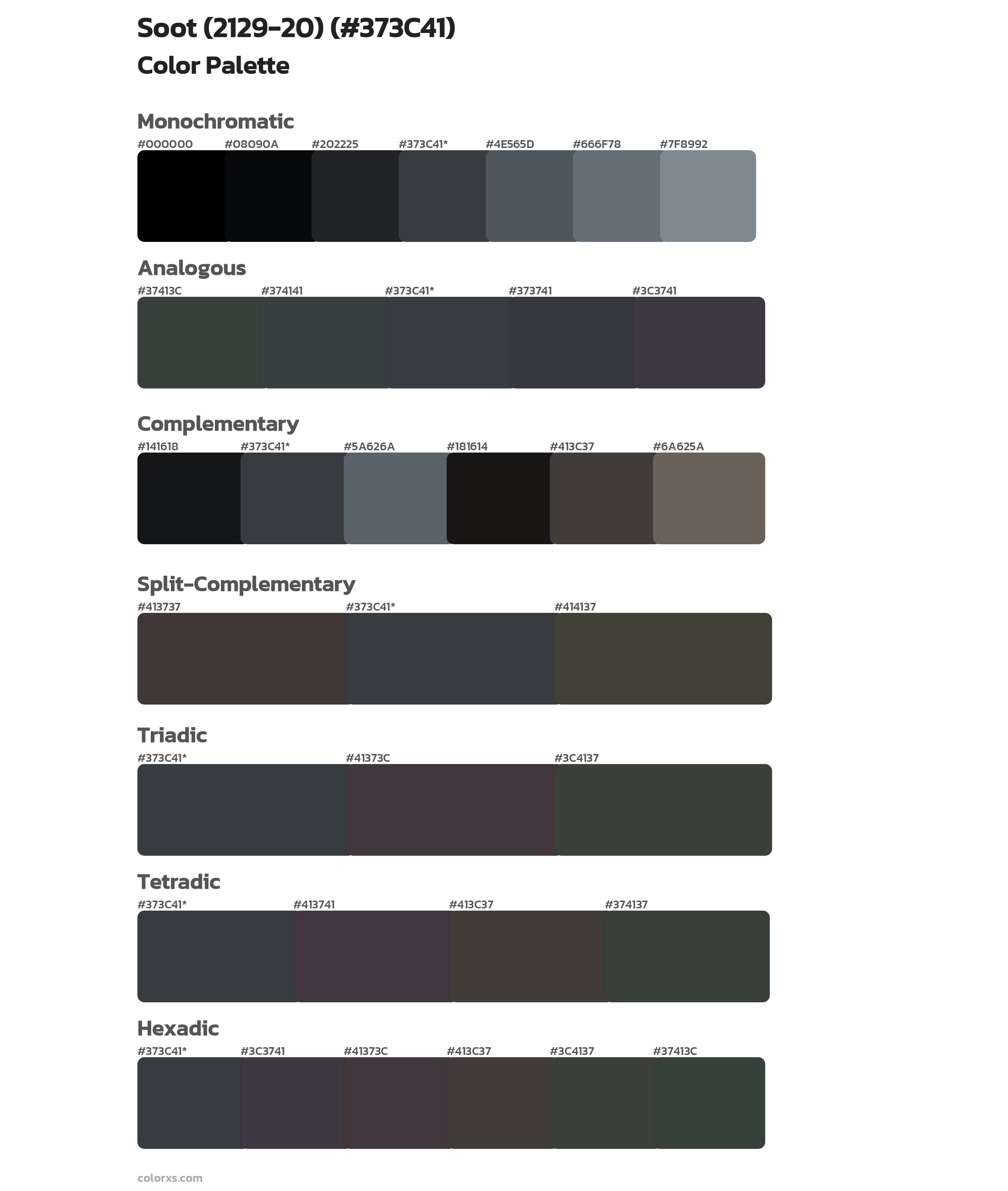 Benjamin Moore Soot (2129-20) Paint coordinating colors and palettes ...