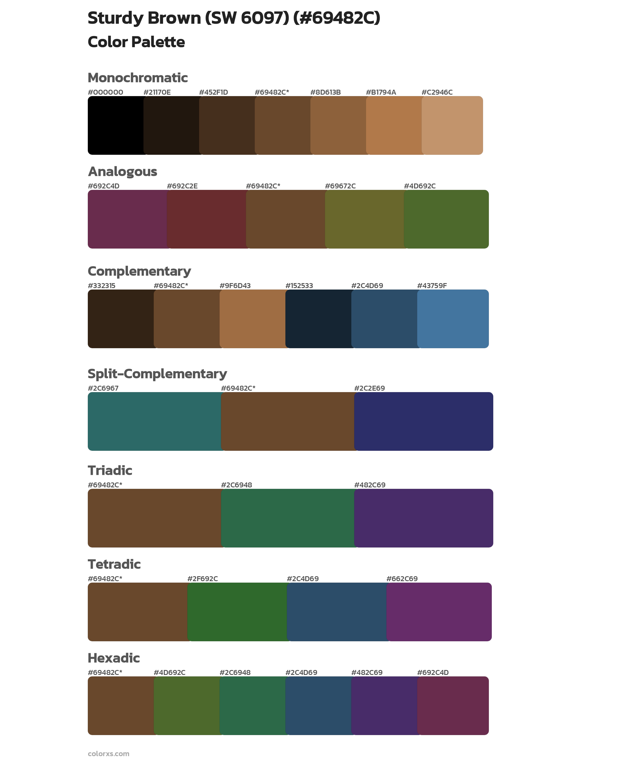 Sherwin Williams Sturdy Brown (SW 6097) Paint coordinating colors and ...