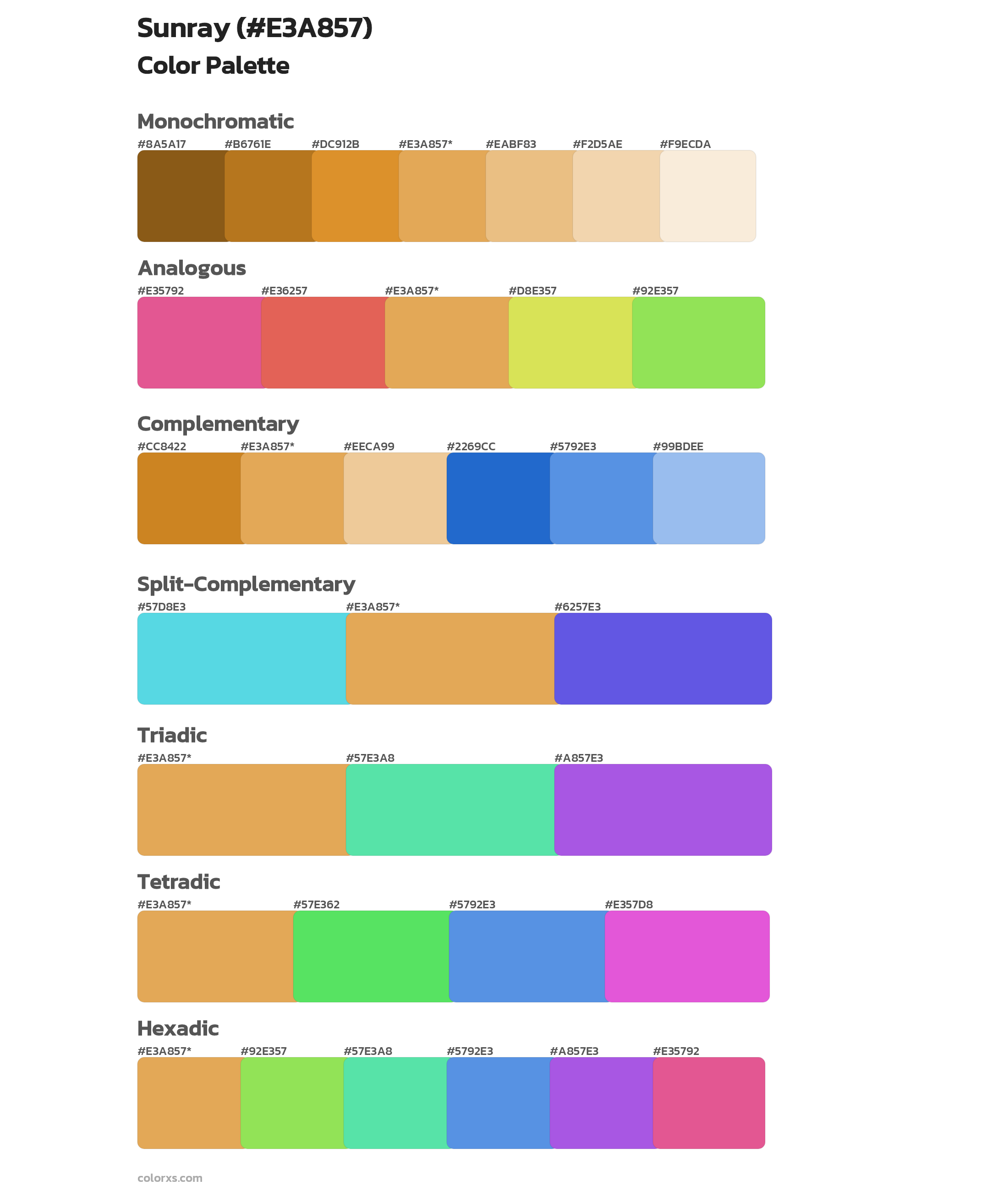Sunray color palettes - colorxs.com