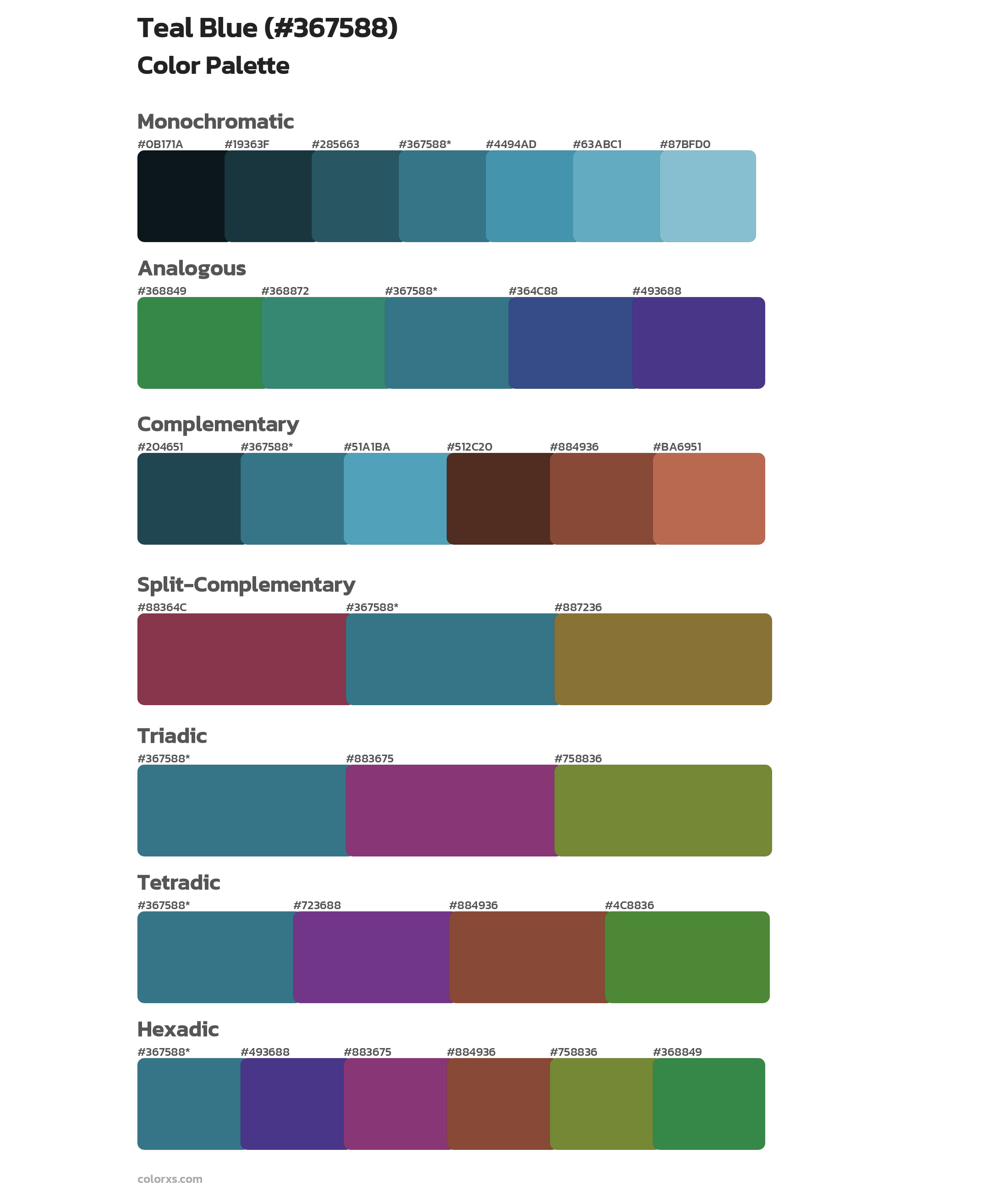 Teal Blue Color Palettes Colorxs