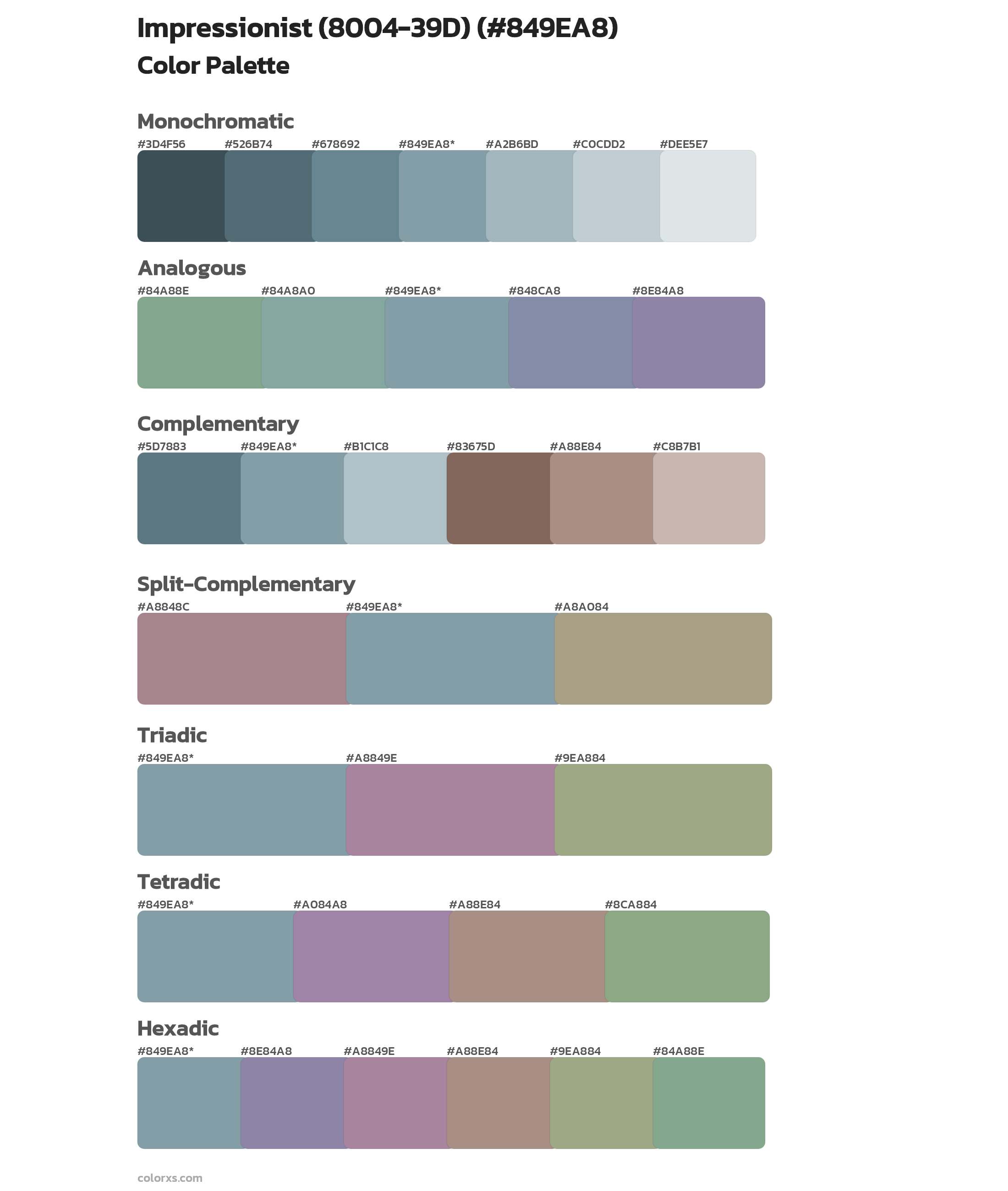 Valspar Impressionist (8004-39D) Paint coordinating colors and palettes ...