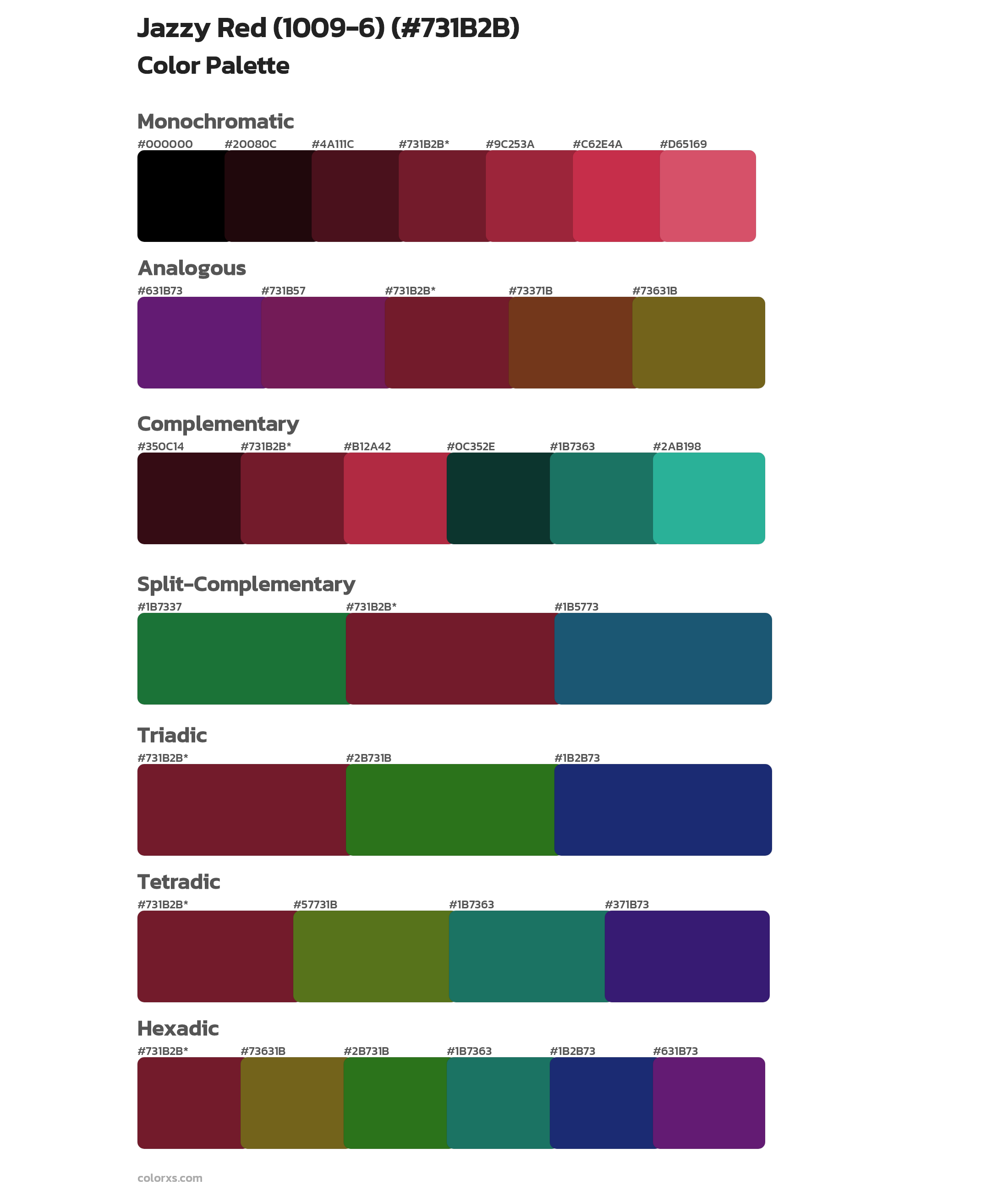 Valspar Jazzy Red (1009-6) Paint coordinating colors and palettes ...