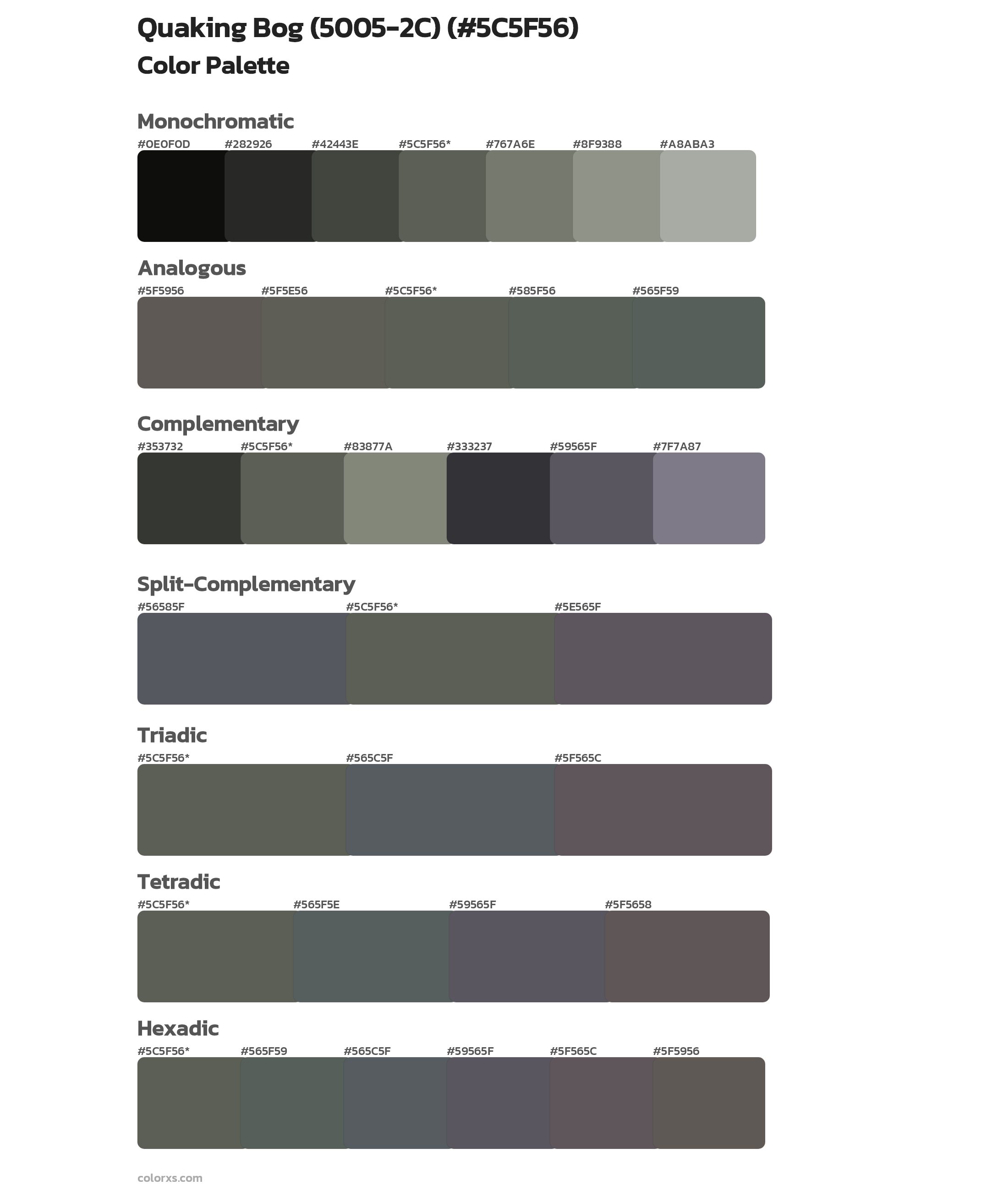 Valspar Quaking Bog (5005-2C) Paint coordinating colors and palettes ...
