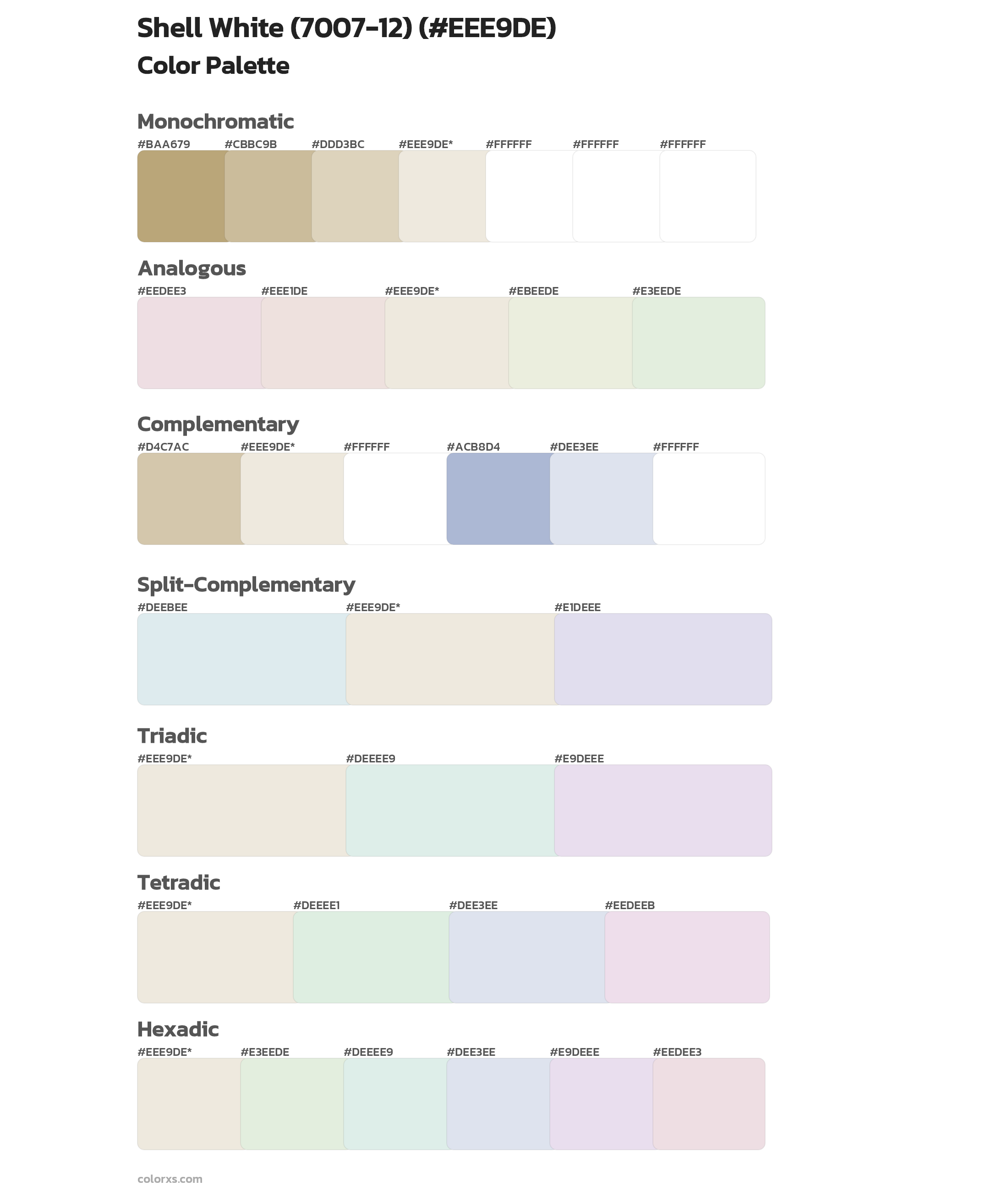 Valspar Shell White (7007-12) Paint coordinating colors and palettes ...