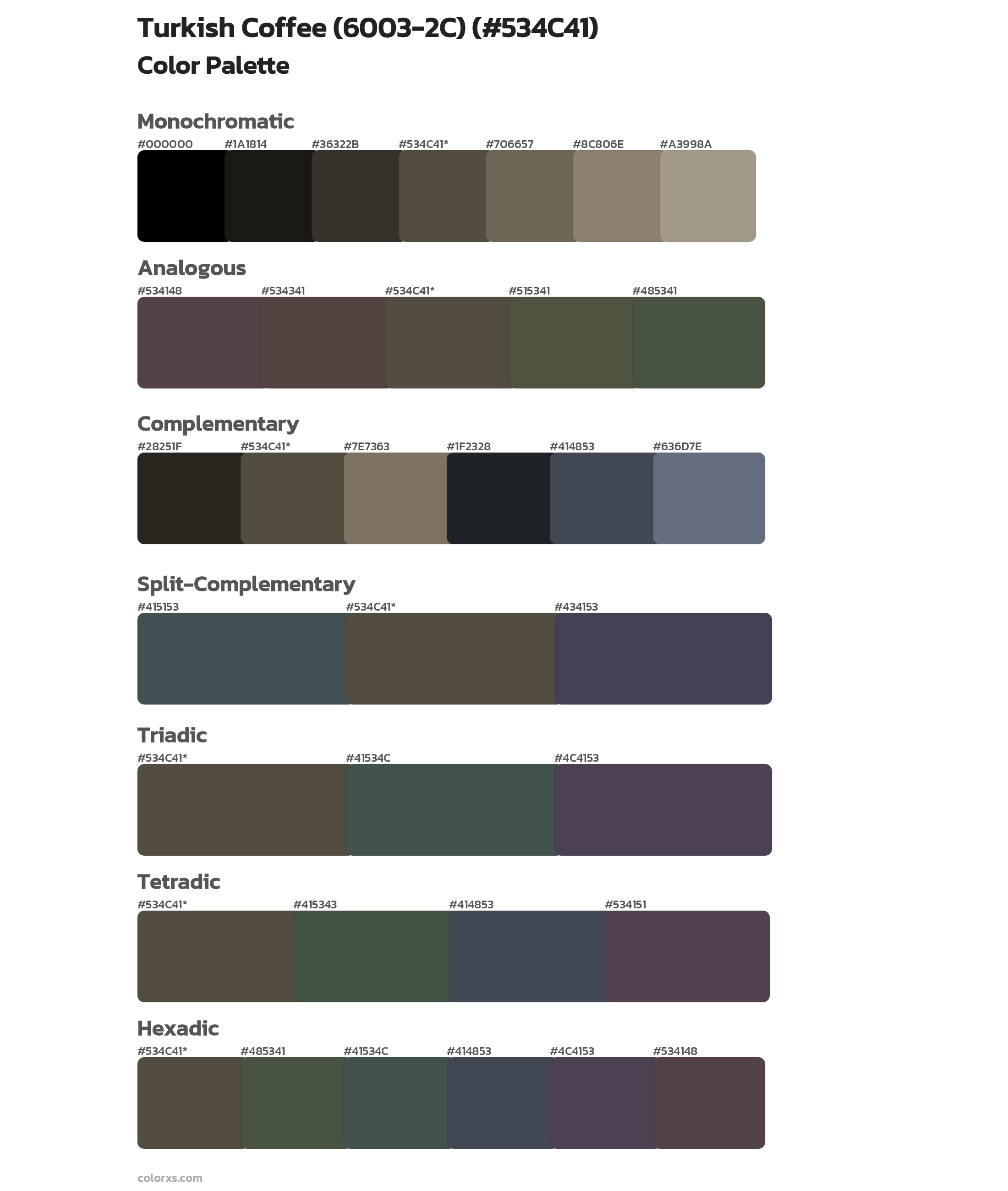 Valspar Turkish Coffee (6003-2C) Paint coordinating colors and palettes ...