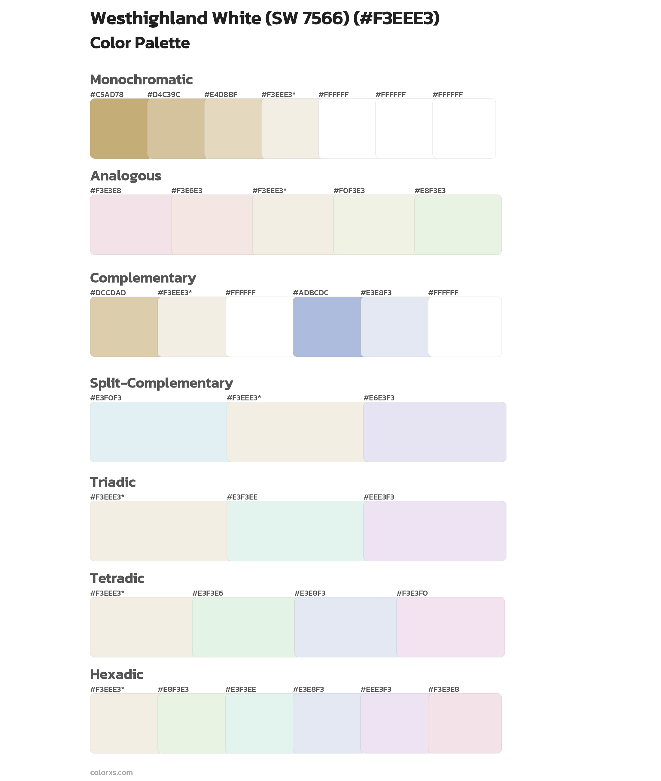 Sherwin Williams Westhighland White (SW 7566) Paint coordinating colors ...
