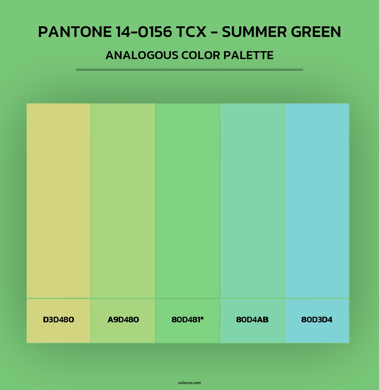 PANTONE 14-0156 TCX - Summer Green color palettes - colorxs.com