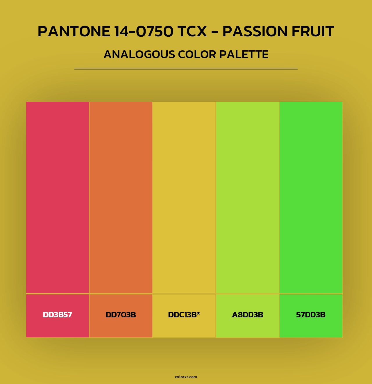 PANTONE 14-0750 TCX - Passion Fruit color palettes - colorxs.com