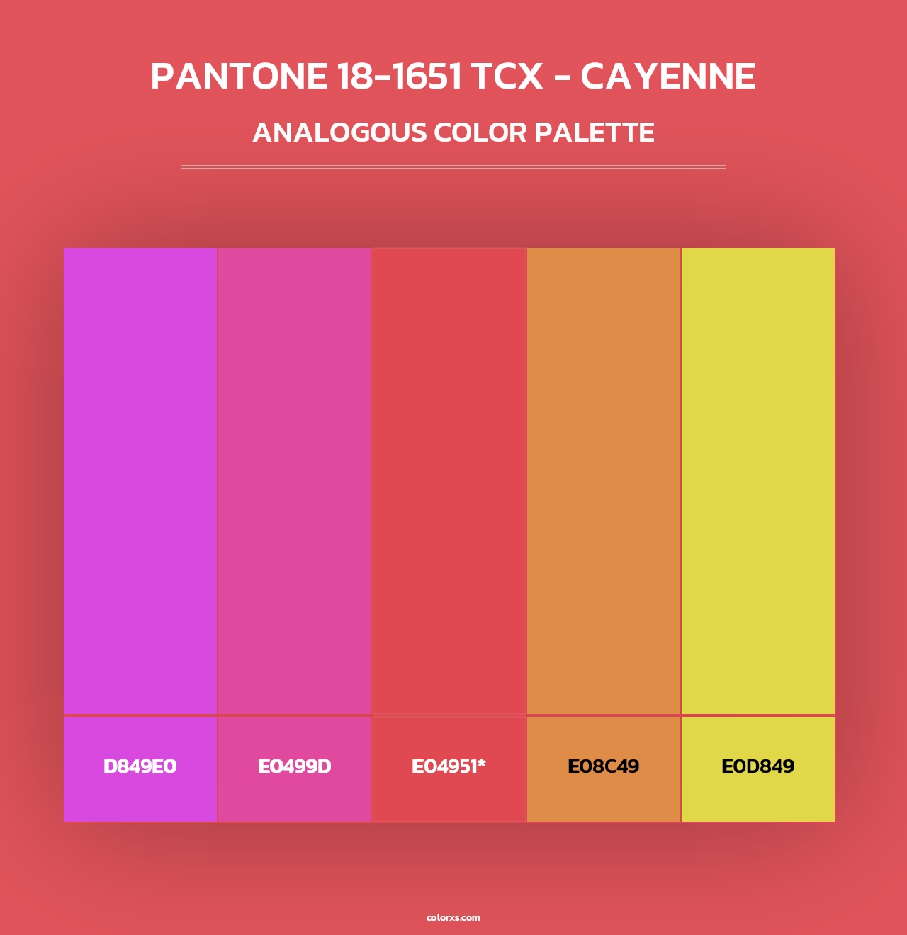 PANTONE 18-1651 TCX - Cayenne color palettes - colorxs.com