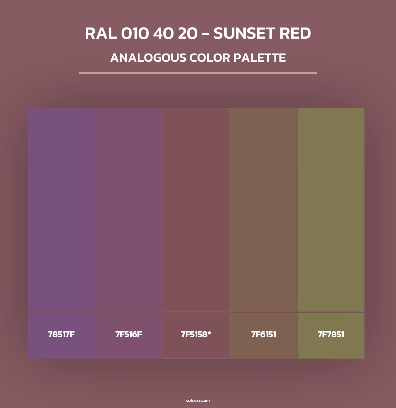 RAL 010 40 20 - Sunset Red color palettes - colorxs.com