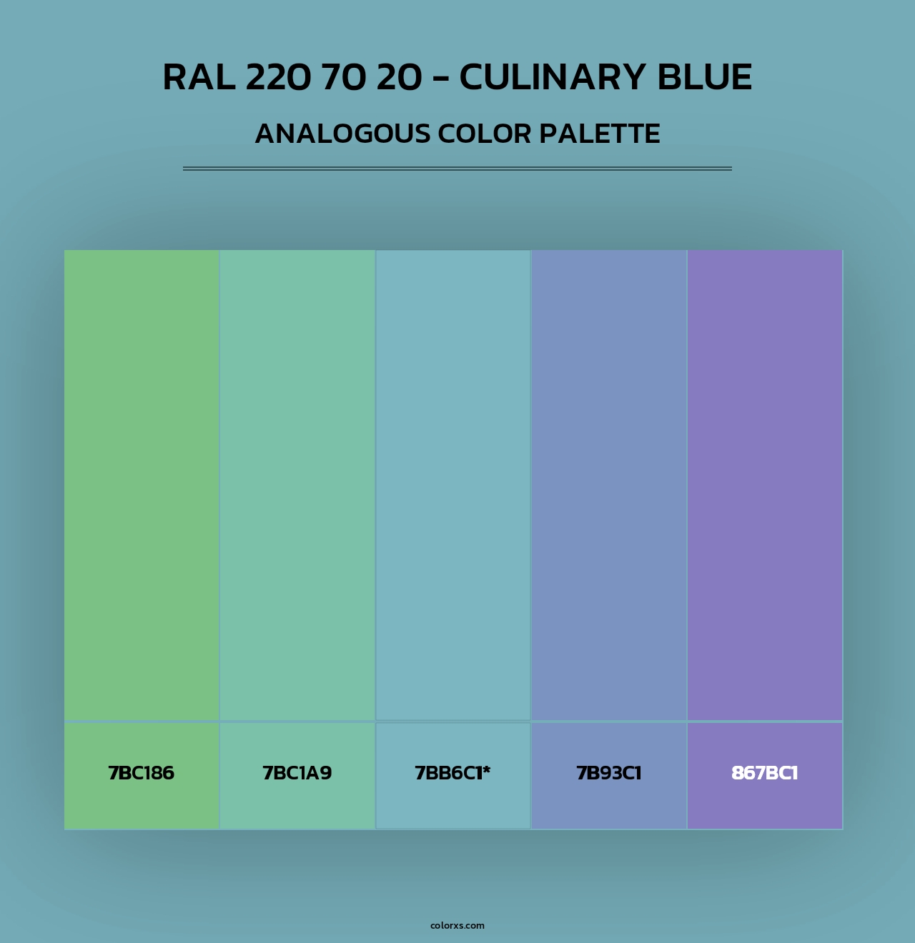 RAL 220 70 20 - Culinary Blue color palettes - colorxs.com