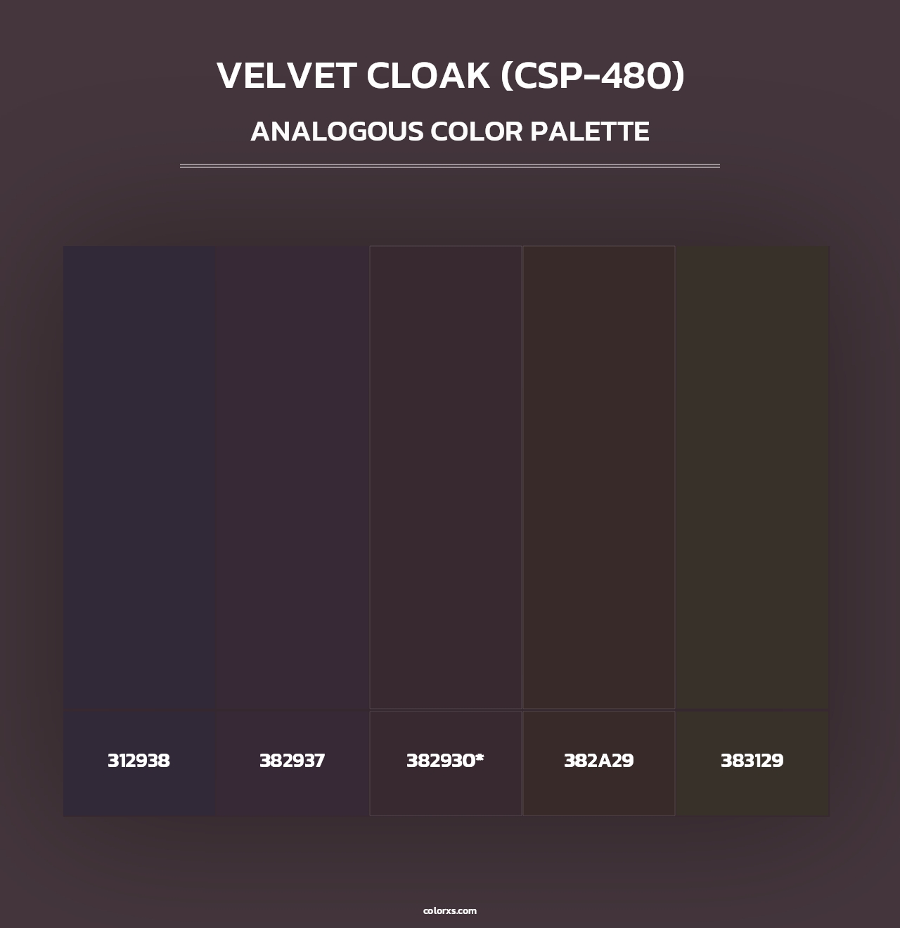 Benjamin Moore Velvet Cloak (CSP-480) Paint coordinating colors and ...