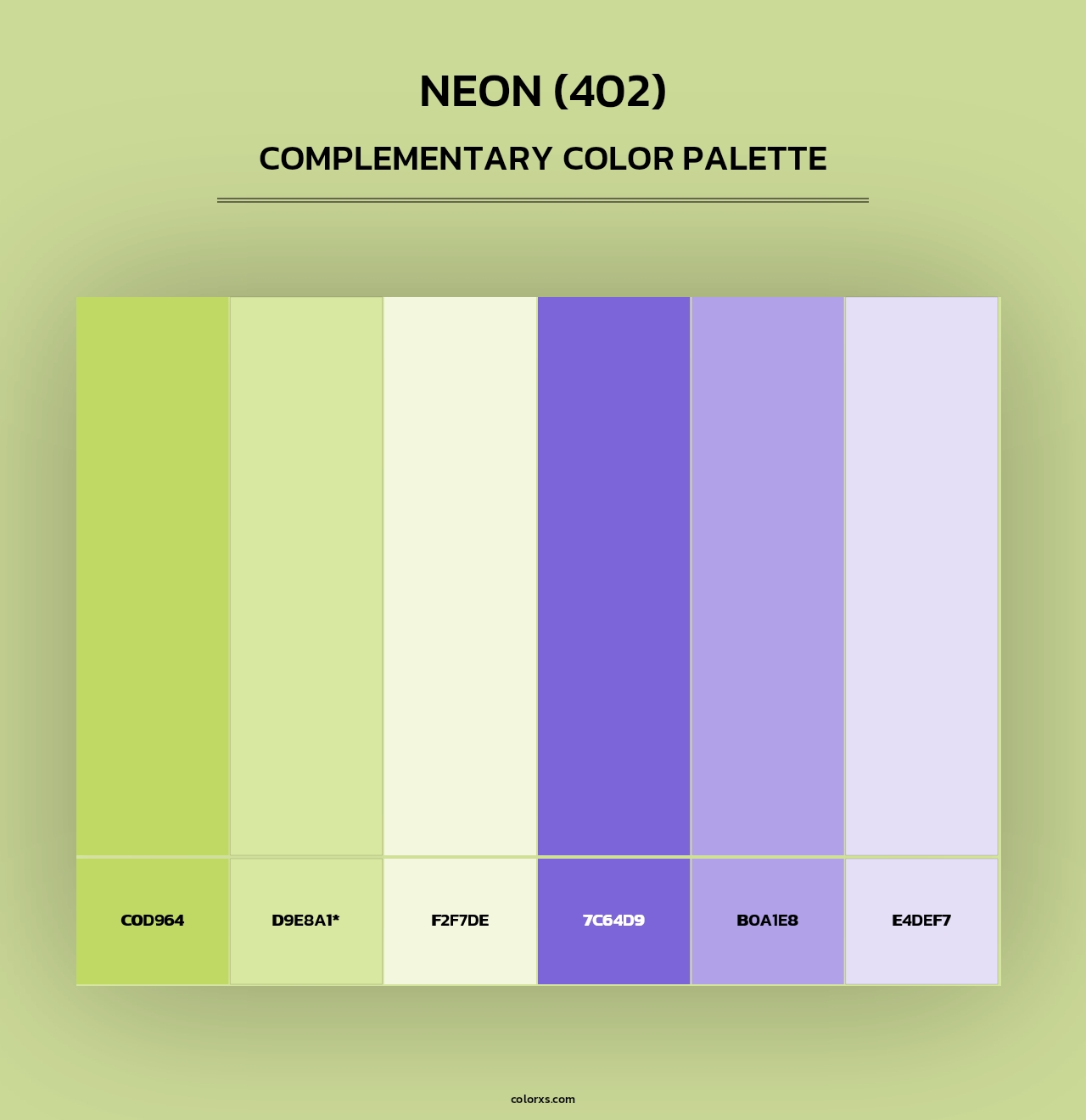 Benjamin Moore Neon (402) Paint coordinating colors and palettes ...