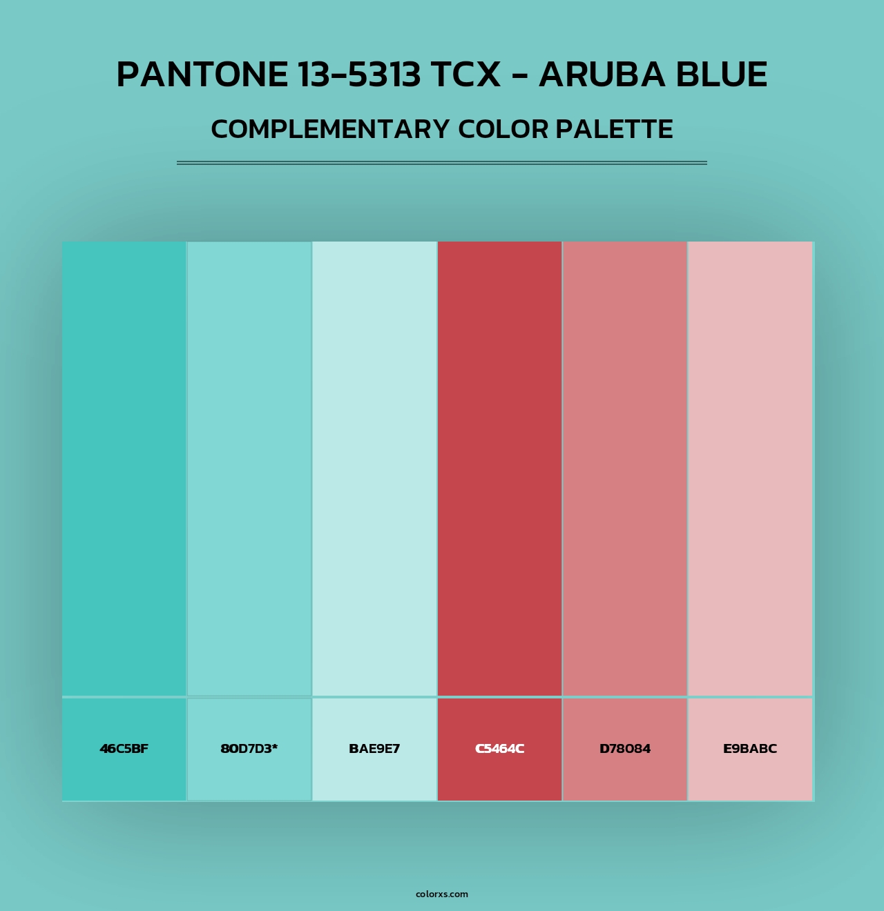 PANTONE 13-5313 TCX - Aruba Blue color palettes - colorxs.com