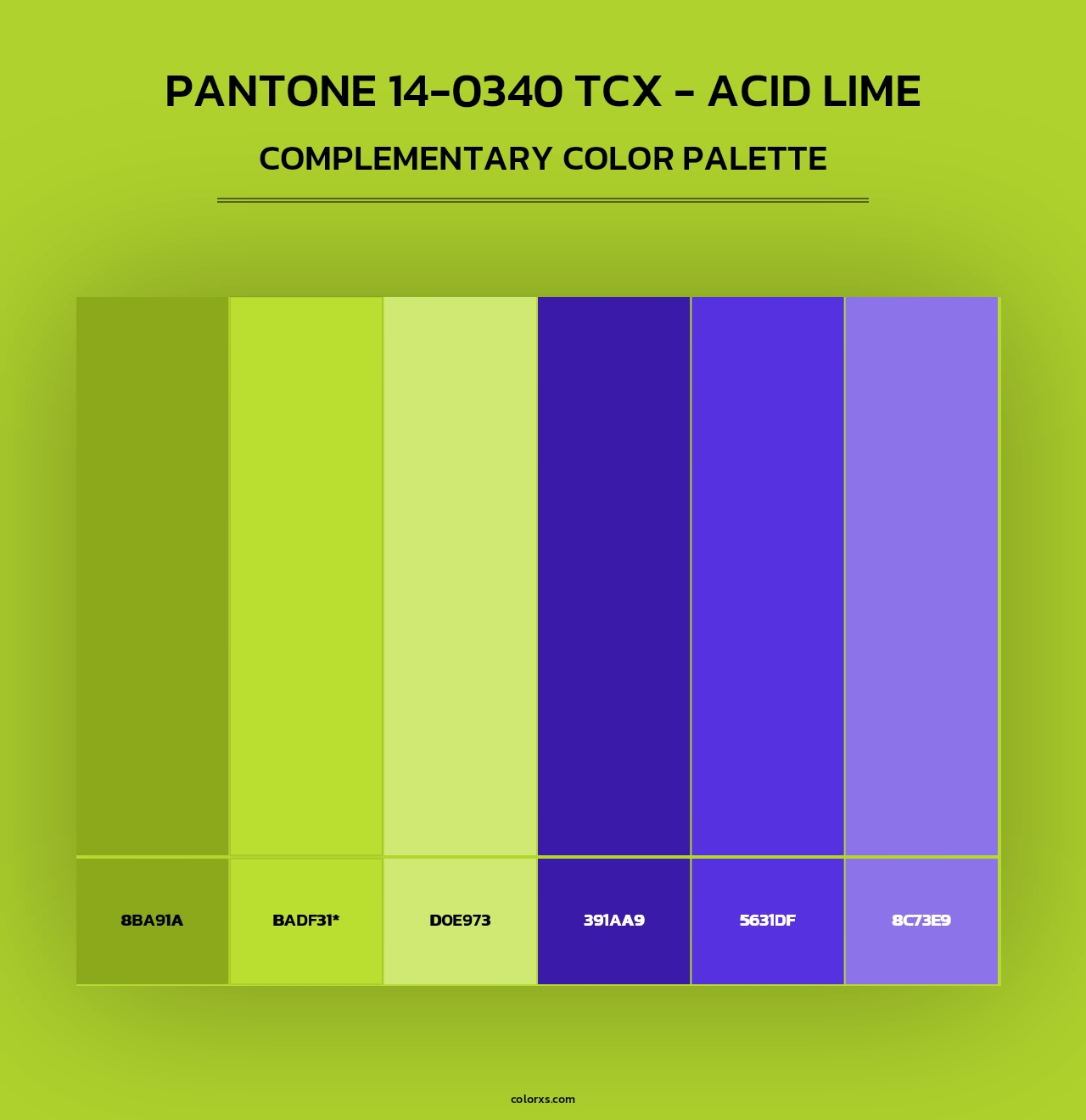 PANTONE 14-0340 TCX - Acid Lime color palettes - colorxs.com