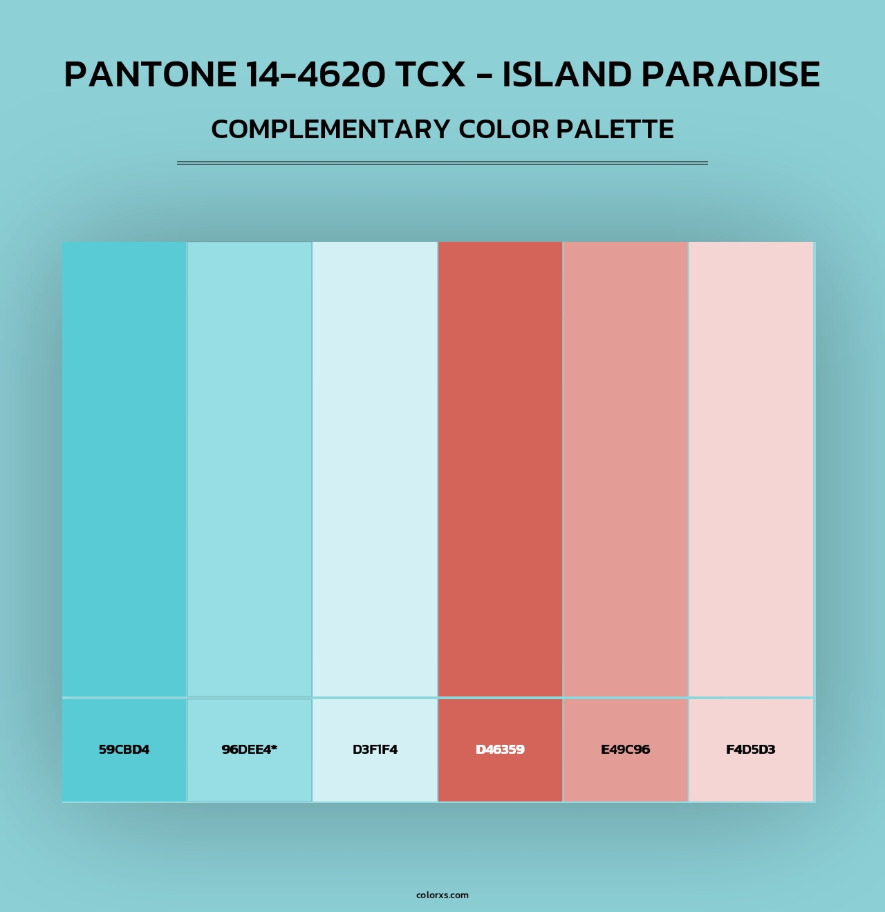 PANTONE 14-4620 TCX - Island Paradise color palettes - colorxs.com