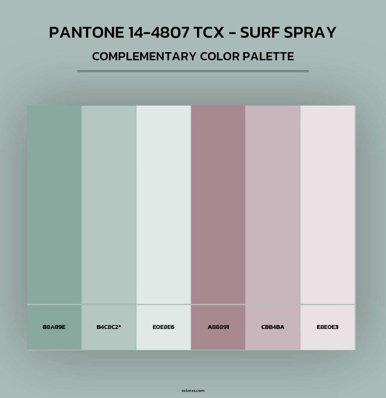 PANTONE 14-4807 TCX - Surf Spray color palettes - colorxs.com