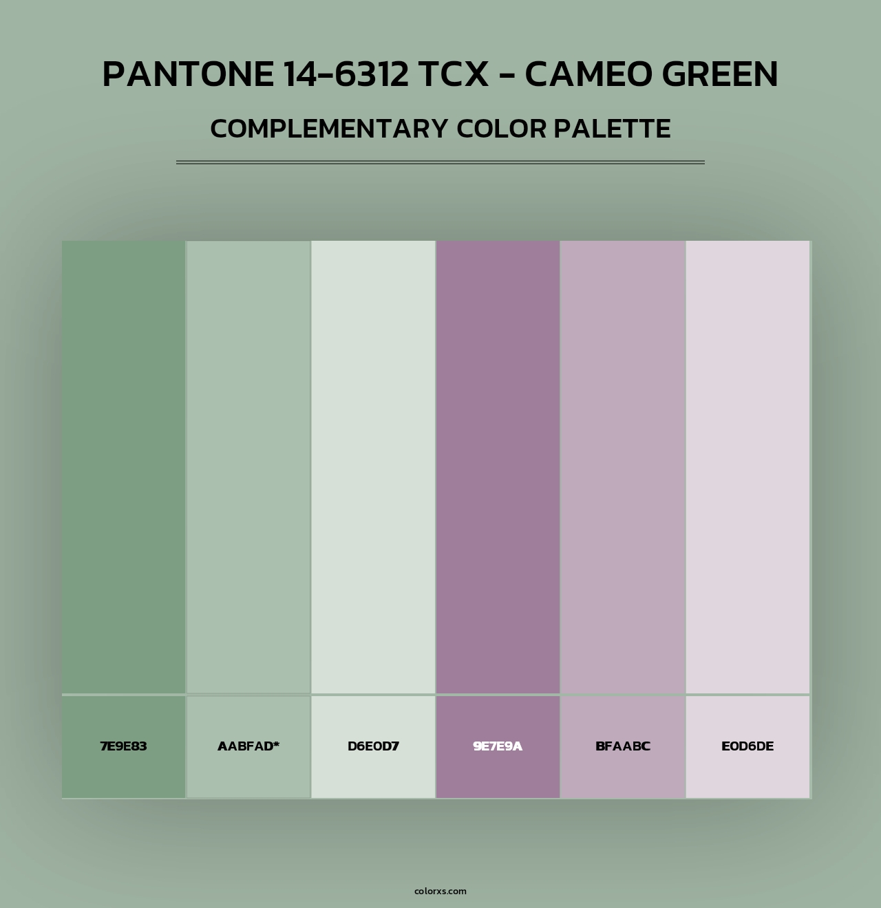 PANTONE 14-6312 TCX - Cameo Green color palettes - colorxs.com