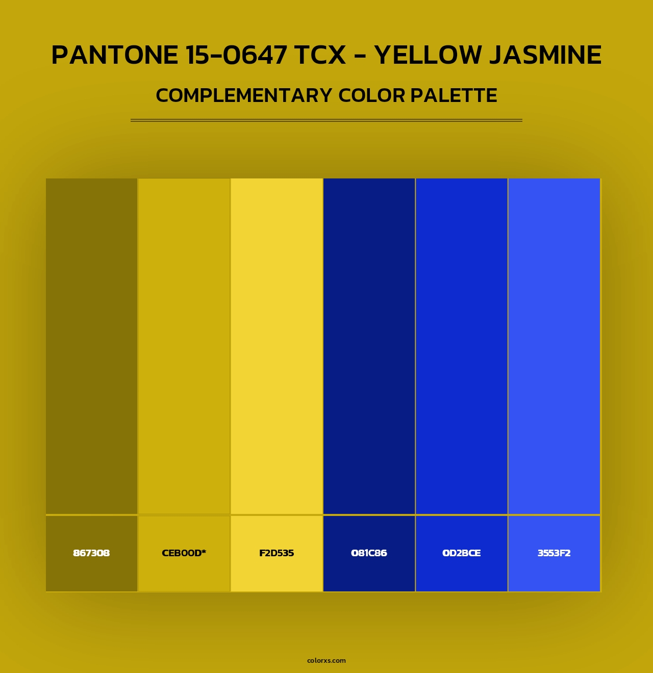PANTONE 15-0647 TCX - Yellow Jasmine color palettes - colorxs.com