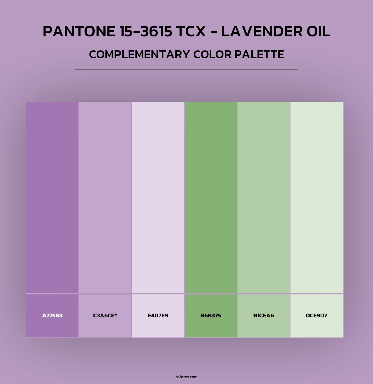 PANTONE 15-3615 TCX - Lavender Oil color palettes - colorxs.com