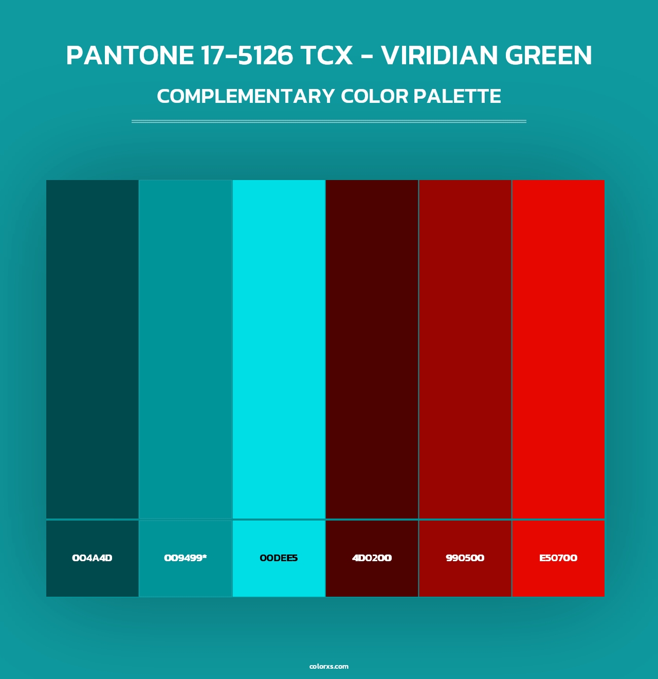 PANTONE 17-5126 TCX - Viridian Green color palettes - colorxs.com