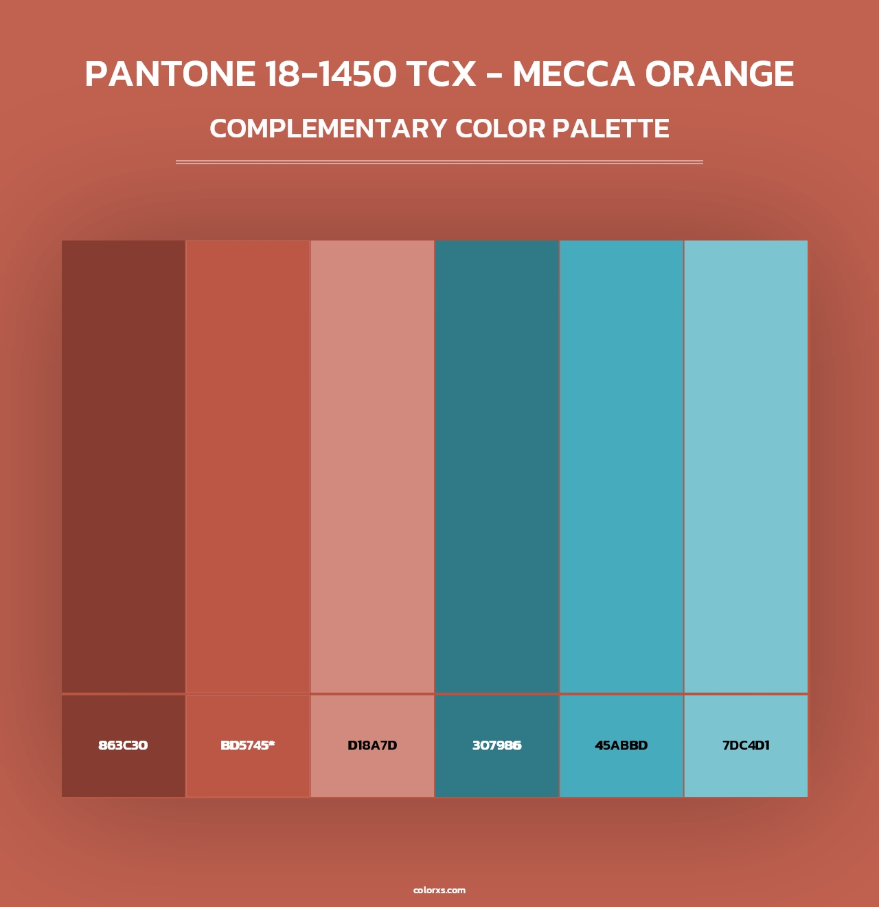PANTONE 18-1450 TCX - Mecca Orange color palettes - colorxs.com