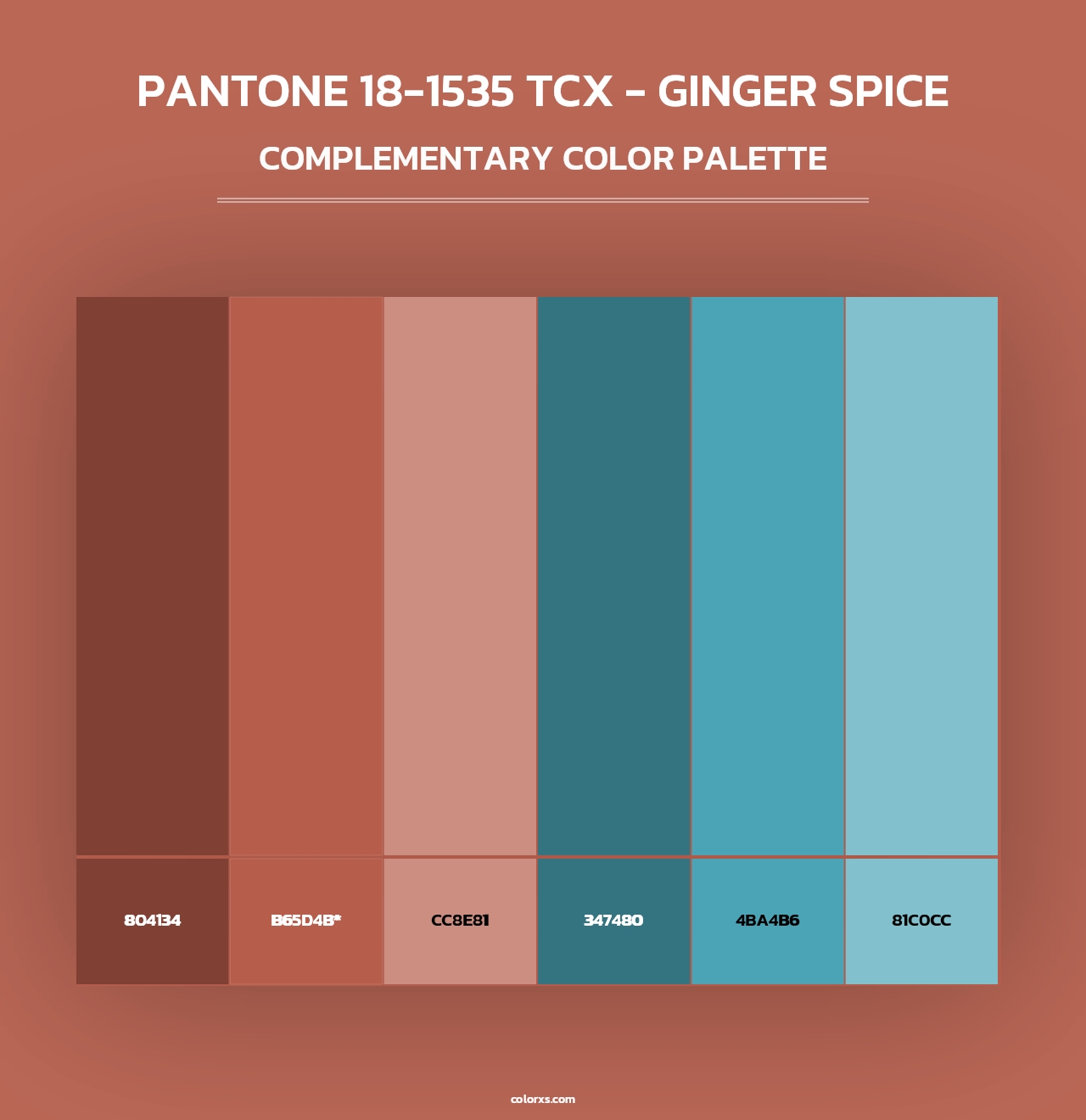 PANTONE 18-1535 TCX - Ginger Spice color palettes - colorxs.com