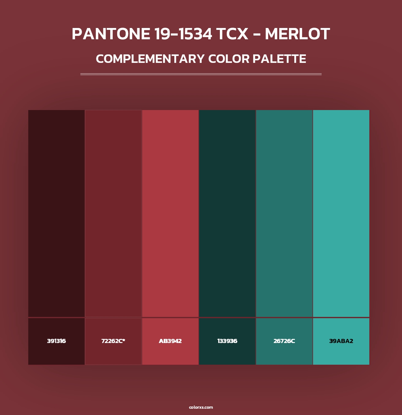 PANTONE 19-1534 TCX - Merlot color palettes - colorxs.com